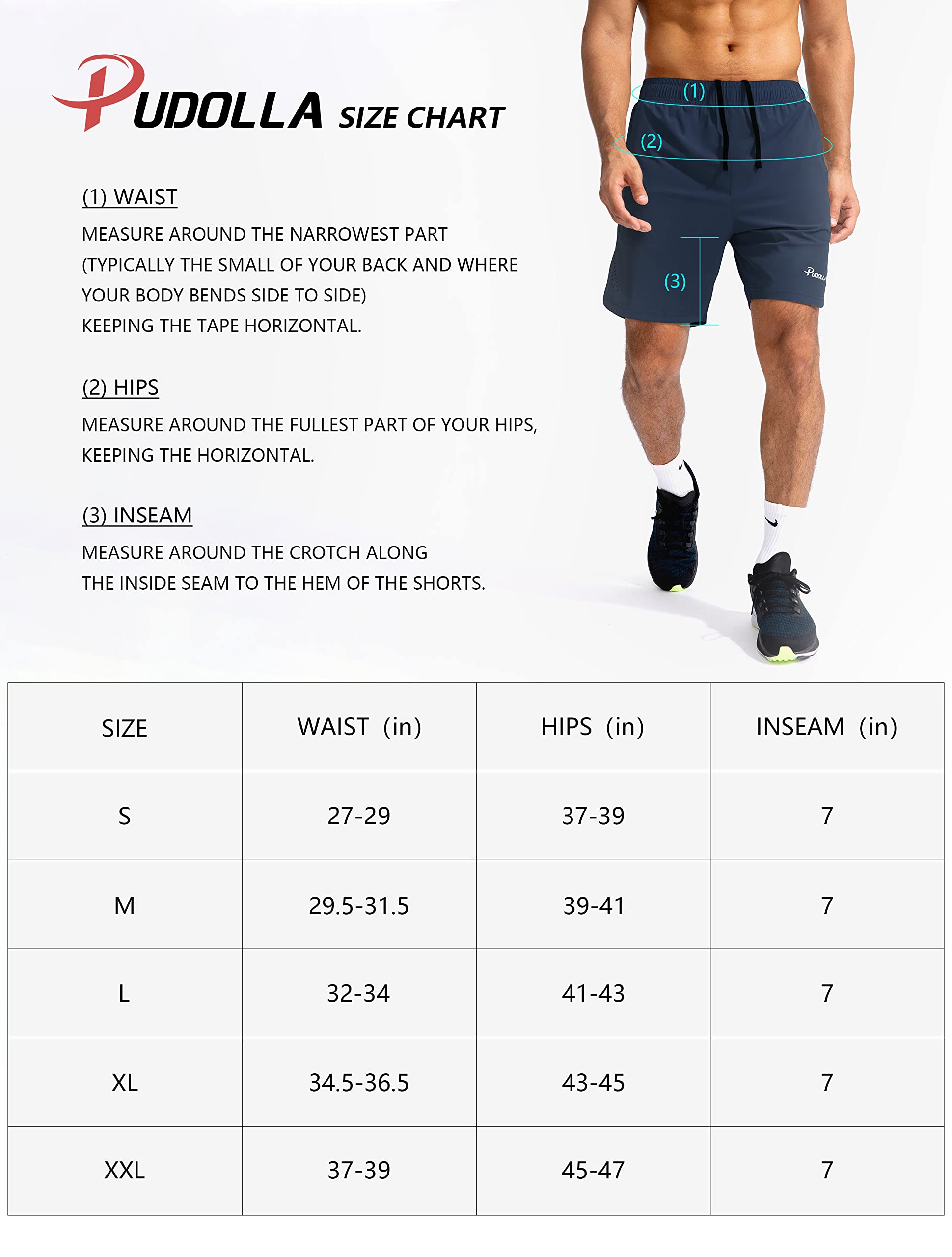 Pudolla Men's Athletic Running Shorts 7'' Gym Workout Shorts for Men Lightweight Sports Training with Zipper Pockets(Red XX-Large)
