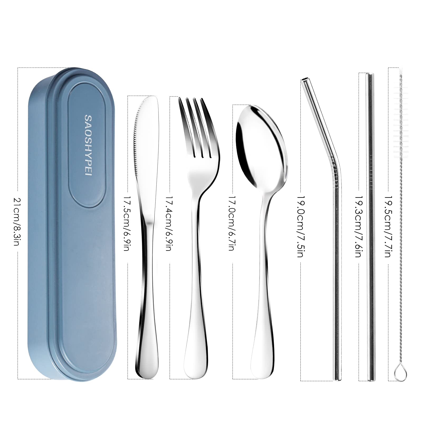 Portable Utensils Set with Case, 4pcs Stainless Steel Reusable Silverware for Lunch Camping School Picnic Workplace Travel, Lunch Box Includ Fork Spoon Knife,Easy to clean,Dishwasher Safe(Black)