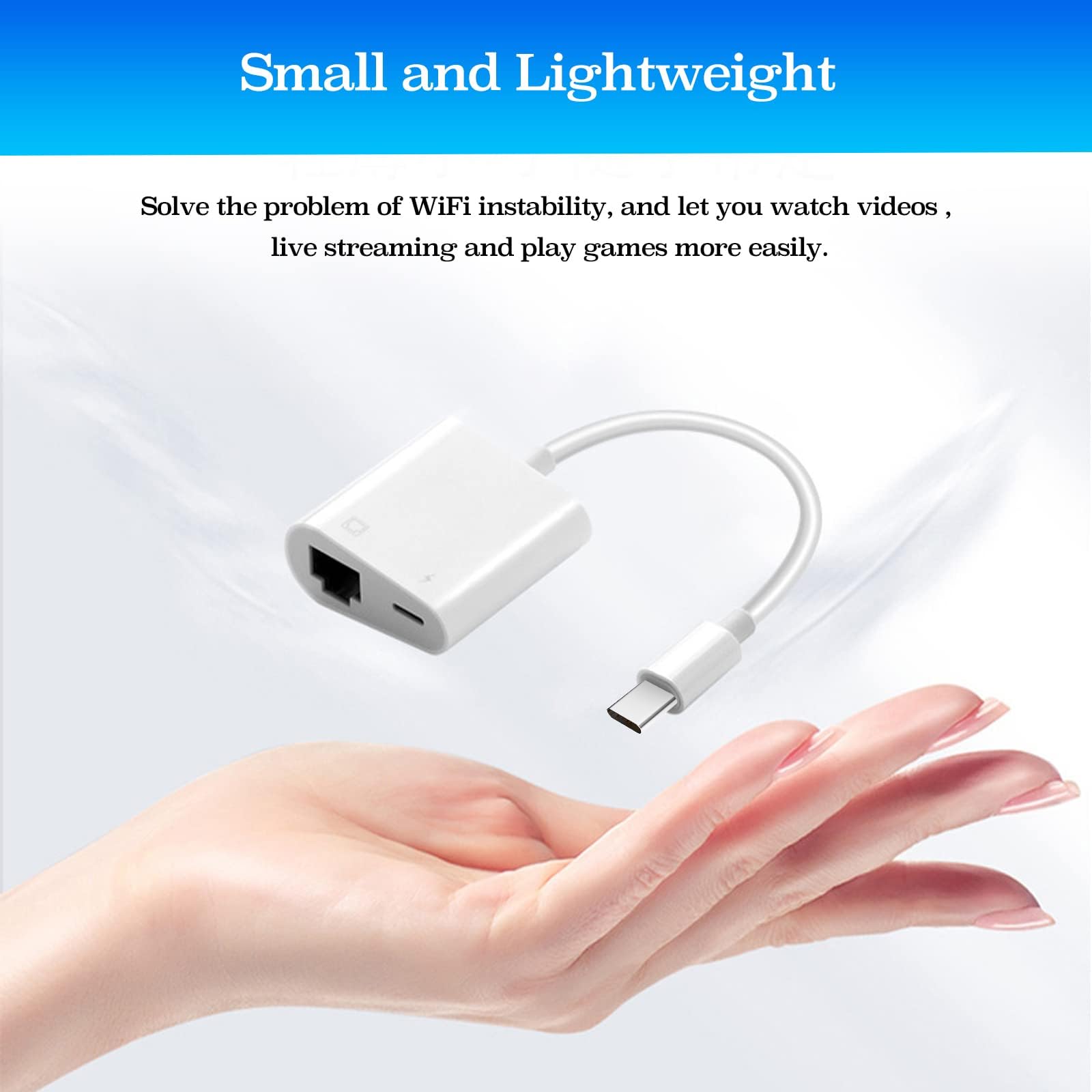 USB C USB A to Ethernet Adapter, Aluminum Portable USB-A USB C Adapter USB to RJ45 LAN 100M Network Adapter, 10/100Mbps Ethernet Speeds Compatible for MacBook Pro 2015, MacBook Air 2017, and More