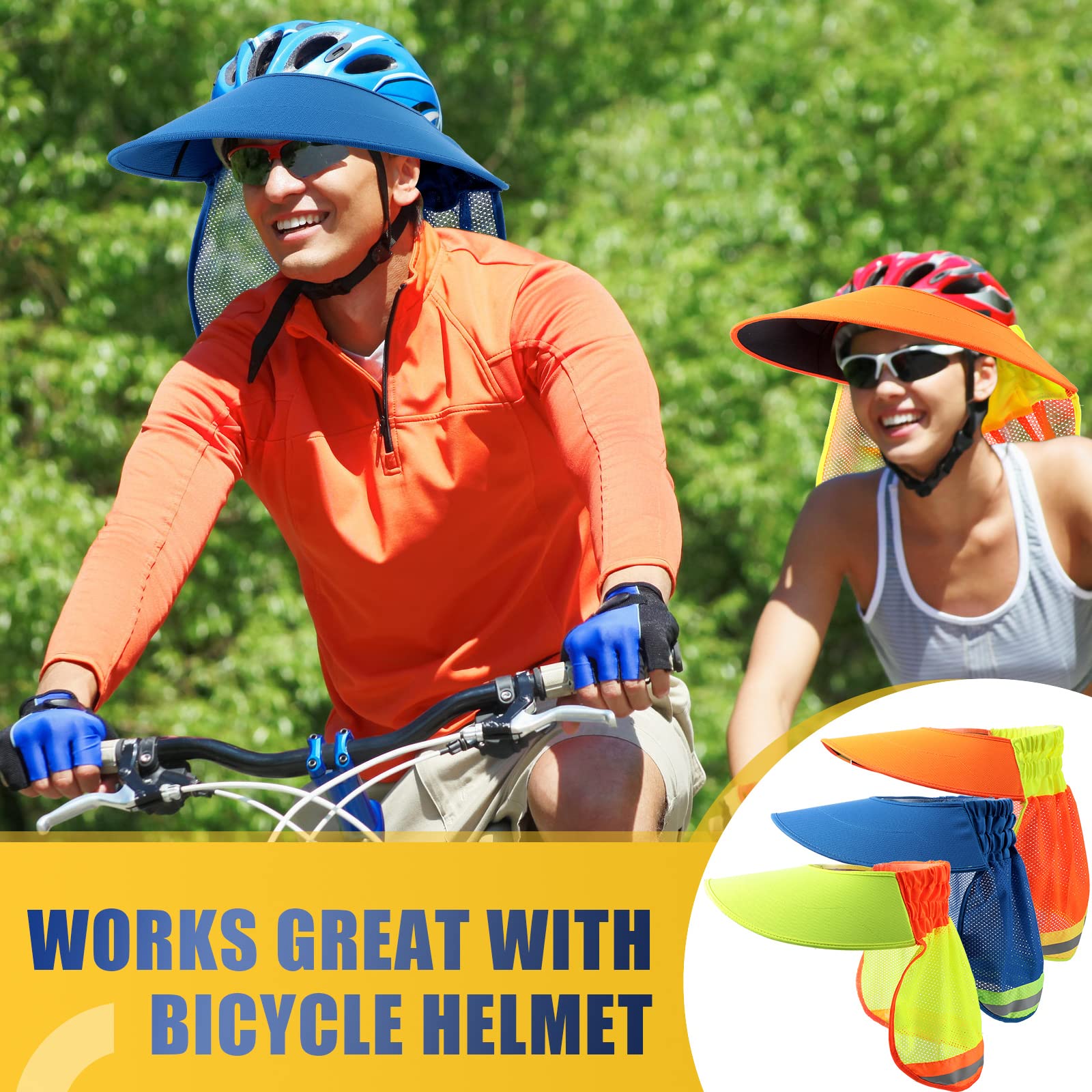 Reflective Hard Hat 3 Pack Brim Mesh Sunshade High Visibility Hard Hat Neck Sun Shade Hard Hat Brim Shade Hard Hat Accessories for Outdoor Activities and Sports