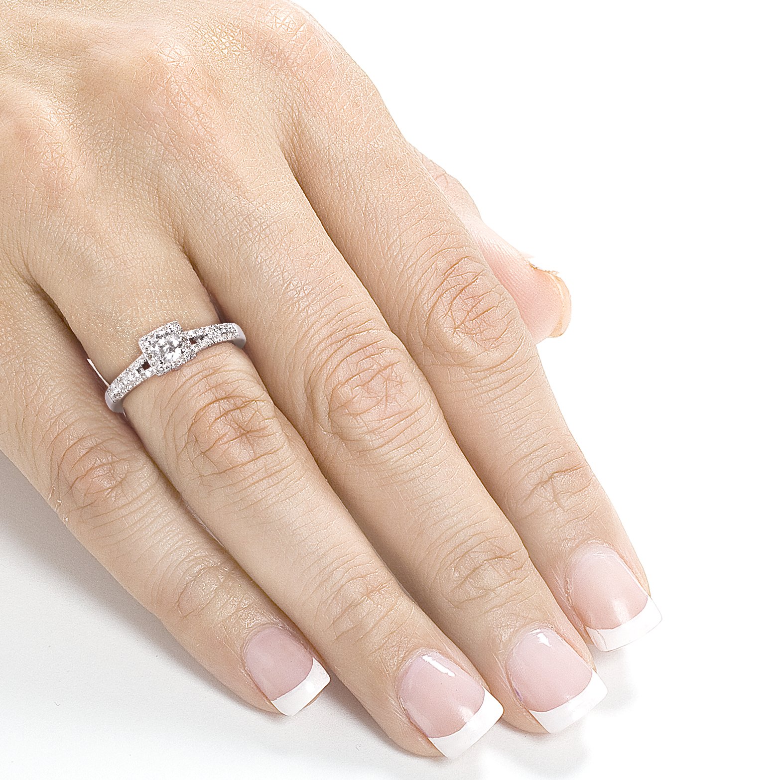Kobelli Round Diamond Engagement Ring 1/3 carat (ctw) in 14k White Gold, Size 11, White Gold