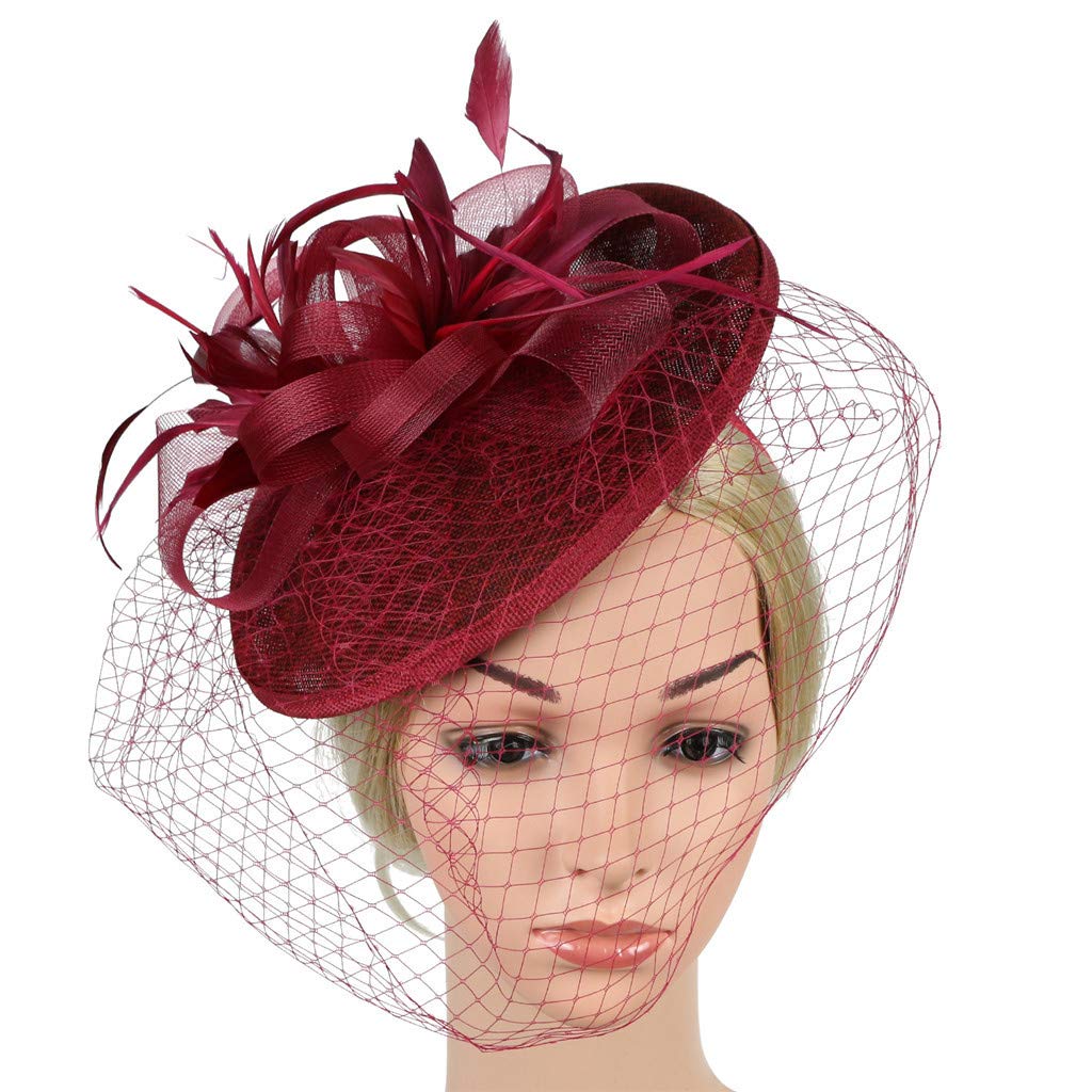Pink Fascinators for Women Headband Accessory Hat Strap Elegant Hat Clip Flower Women's Party Hair Headband Pillbox Hats