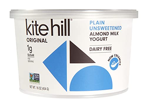 Kite Hill Plain Unsweetened Almond Milk Yogurt, 16 Ounces, Dairy Free