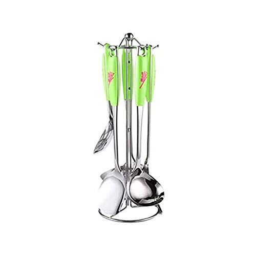 LMMDP 1 Set 6pc Durable Portable Stainless Steel Non-stick Ladle Food Wok Spatula Spoon Kitchen Tools Cooking Utensil Cookware Espatula