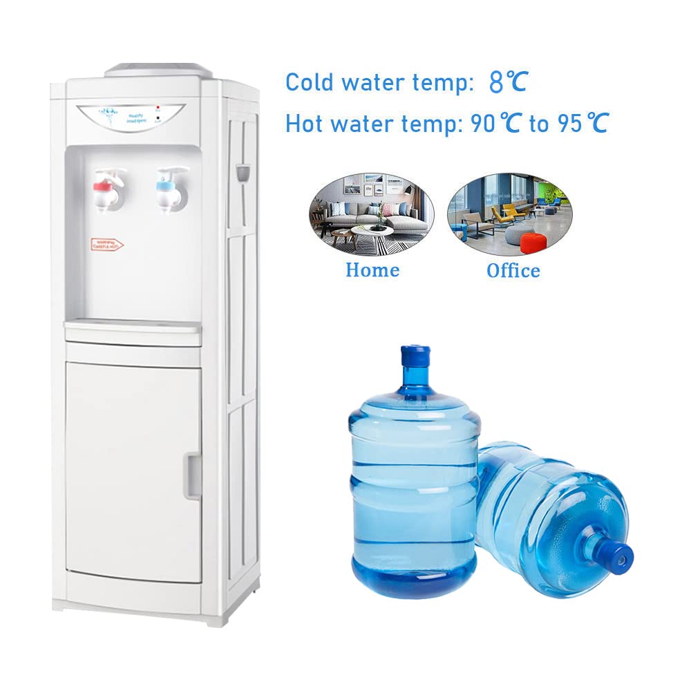 Water Dispenser,Top Loading Hot & Cold Water Cooler 5 Gallon Water Dispenser.Child Safety Lock, Storage Cabinet and Anti-Scalding Design, for Indoor Home Office(White)
