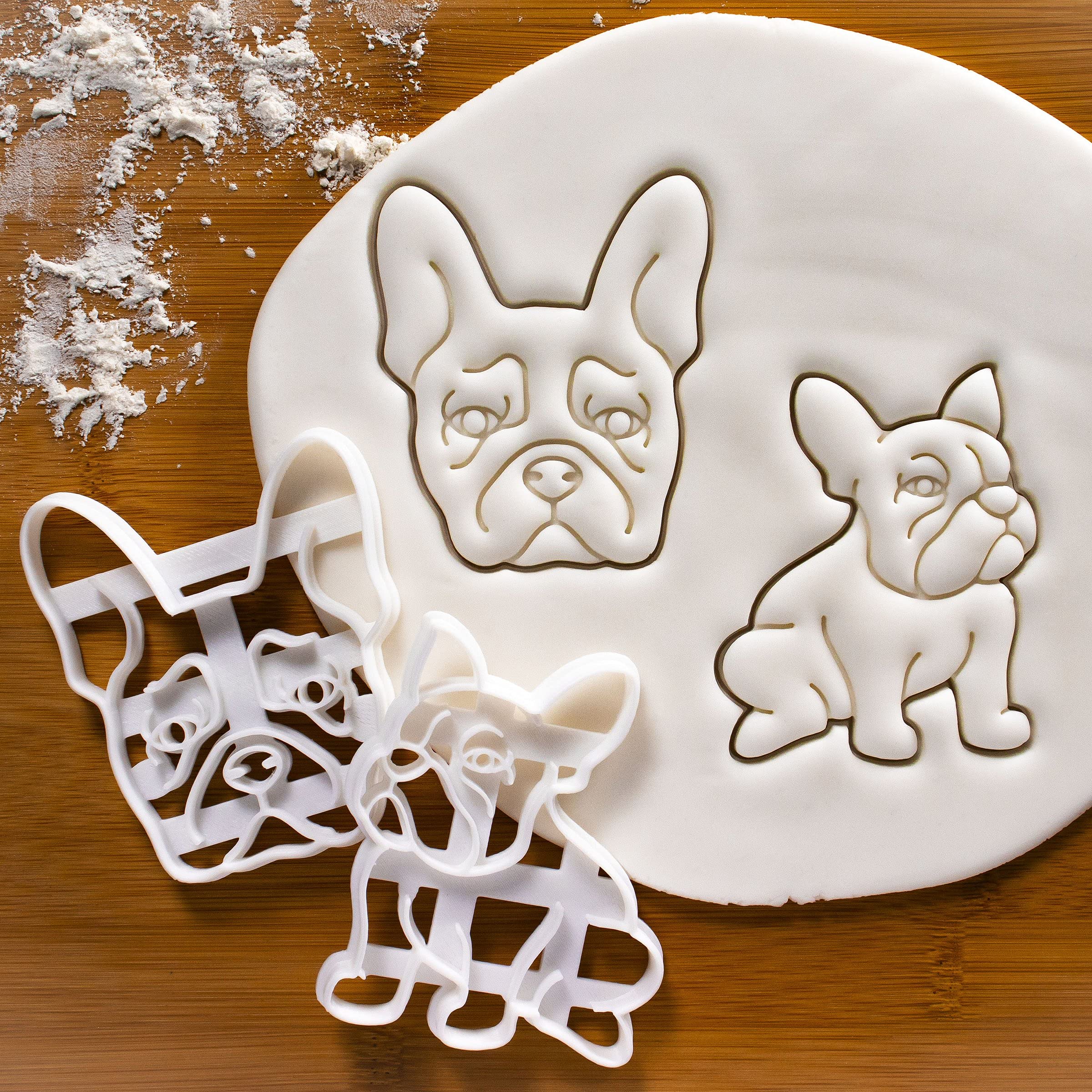 Set of 2 French Bulldog cookie cutters (Designs: Body & Face), 2 pieces - Bakerlogy