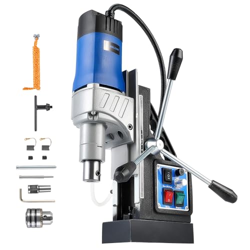 ZELCAN Mag Drill Press, 1550W Portable Magnetic Drill Press with 2" Boring Diameter, 0-580 rpm Stepless Speed & Reversible Direction, 2922 lbf Mag Force Electric Drilling Machine for Metal Surface