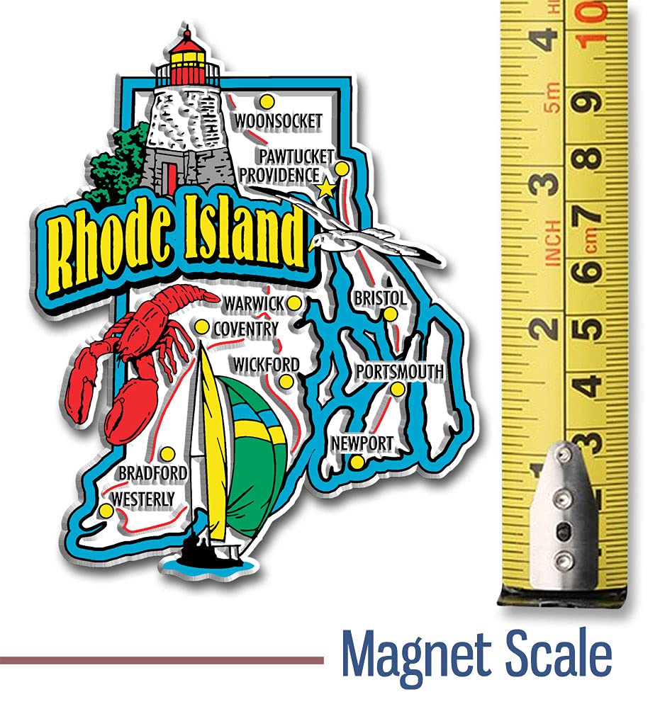 Rhode Island Jumbo State Magnet by Classic Magnets, 3.2" x 4", Collectible Souvenirs Made in The USA