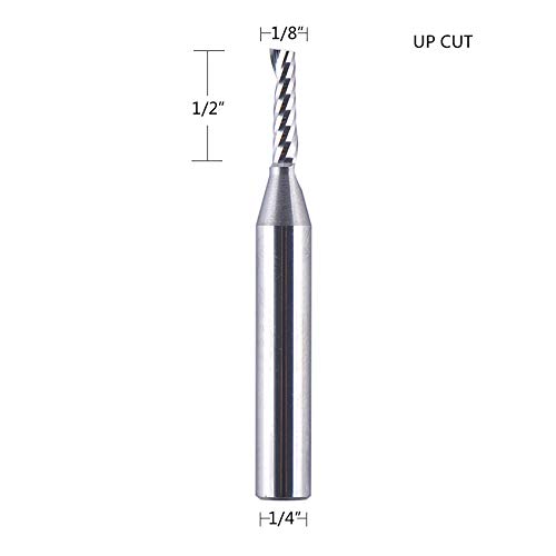SpeTool O Flute UpCut 1/8" X 1/2" Carbide End Mill Single Flute Spiral CNC Router Bit Aluminum Acrylic Woodworking Cutte
