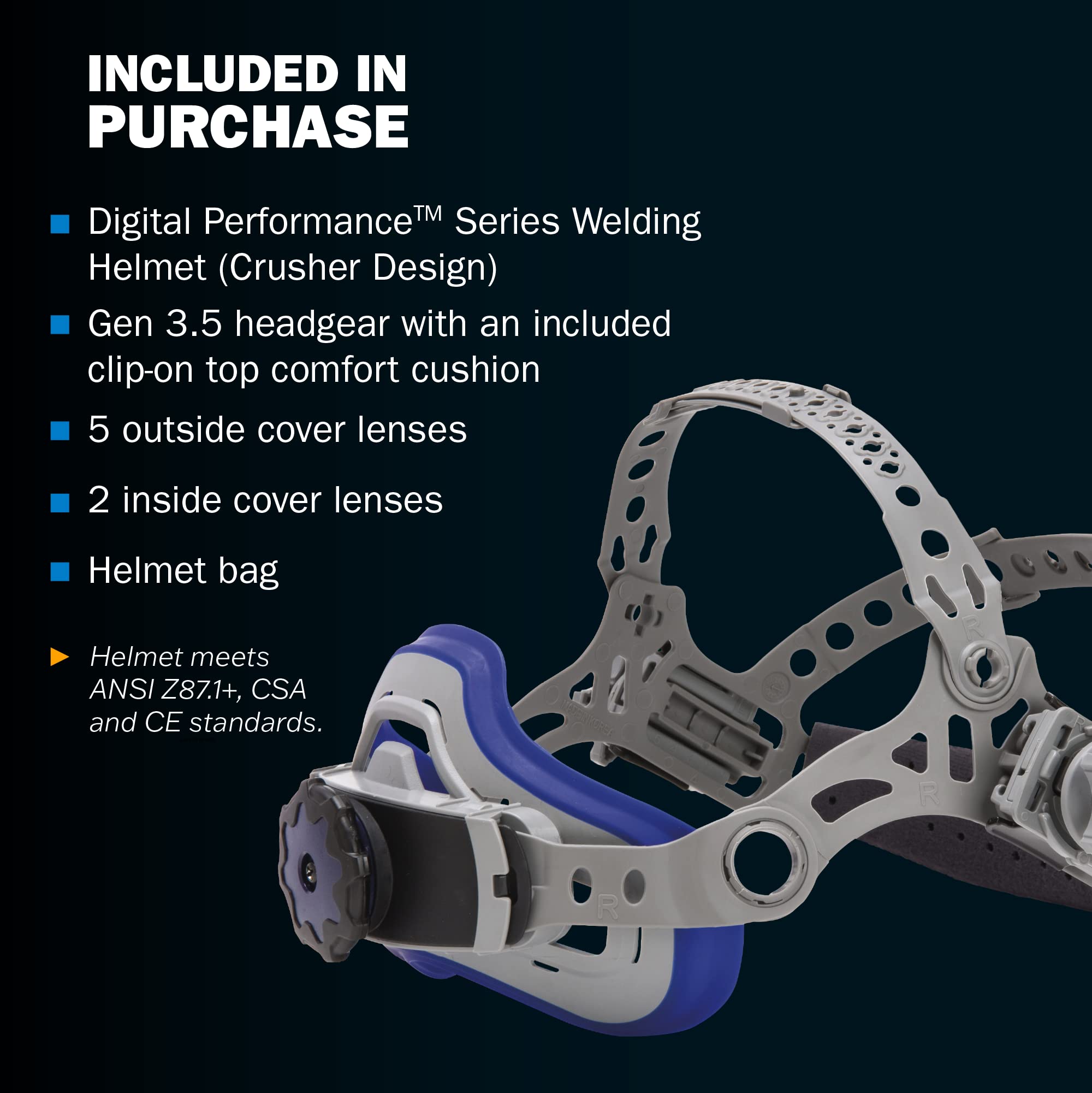 Miller Digital Performance Welding Helmet (Crusher) - Auto-Darkening Welding Helmet with Clearlight 2.0 Technology - Lightweight Welding Hood - Welding Mask Head Protection Gear with 7.22 sq. in. View