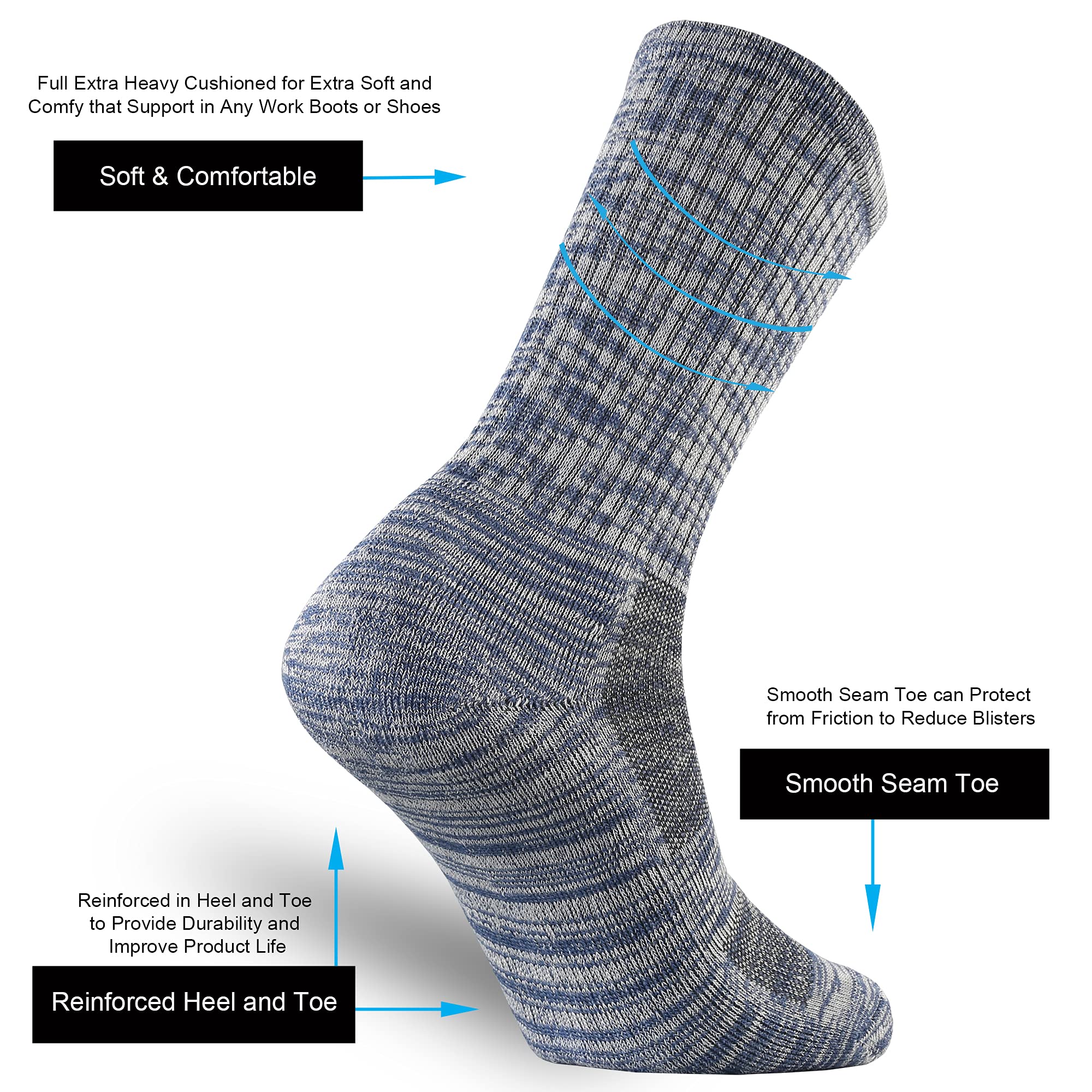ONKE Merino Wool Cushion Crew Socks for Men Outdoor Hiking Hike Moisture Wicking Control Lightweight Breathable Performance(MultiColor2 XL)