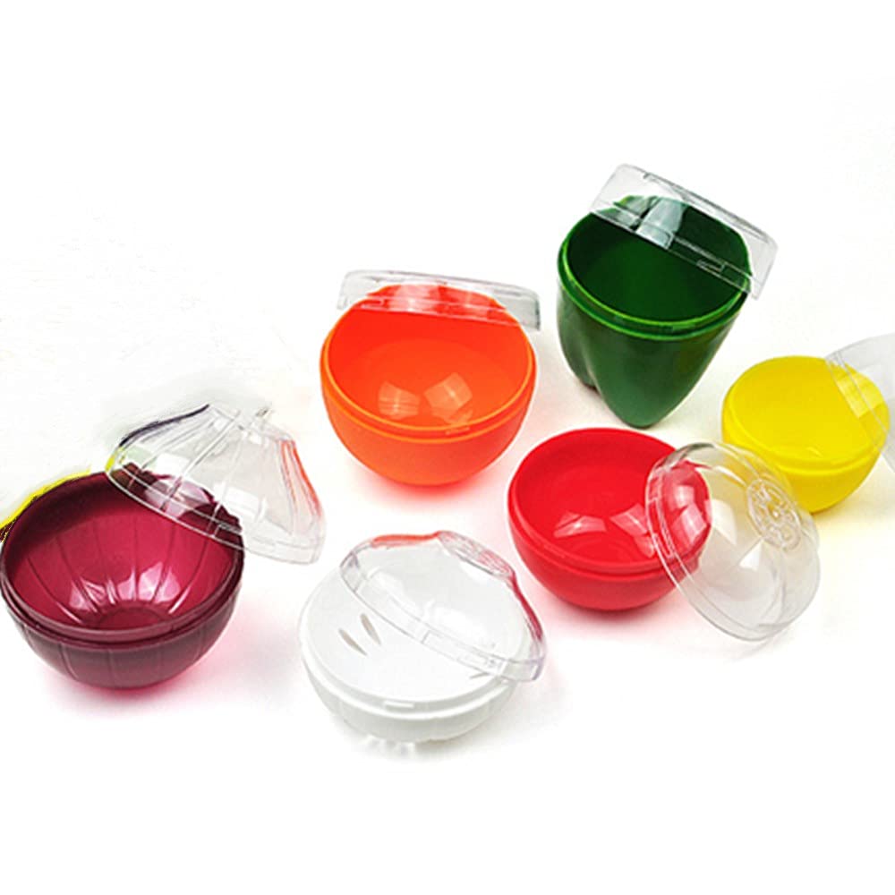 OUKEYI Green pepper, onion, Tomato, Lemon, and garlic transparent Fruit and Vegetable Storage ,Reusable Refrigerator Box Storage Bowls Saver Holder, Storage Keeper Holder for Fridge