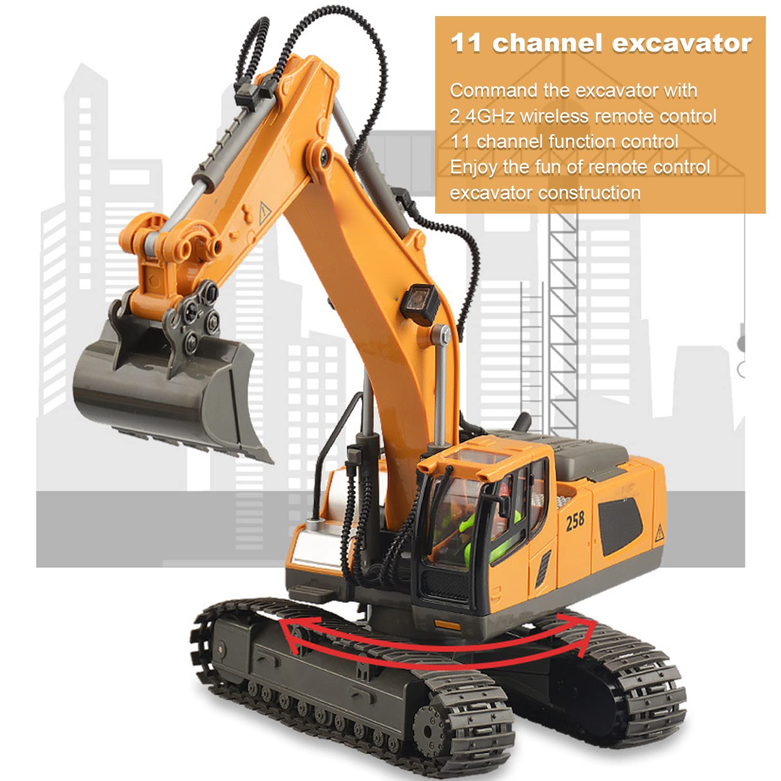 Remote Control Excavator RC Excavator Toy Dynamic Sound Flexible Excavator Arm Lighting Blessings for Kids Toys Dual Battery