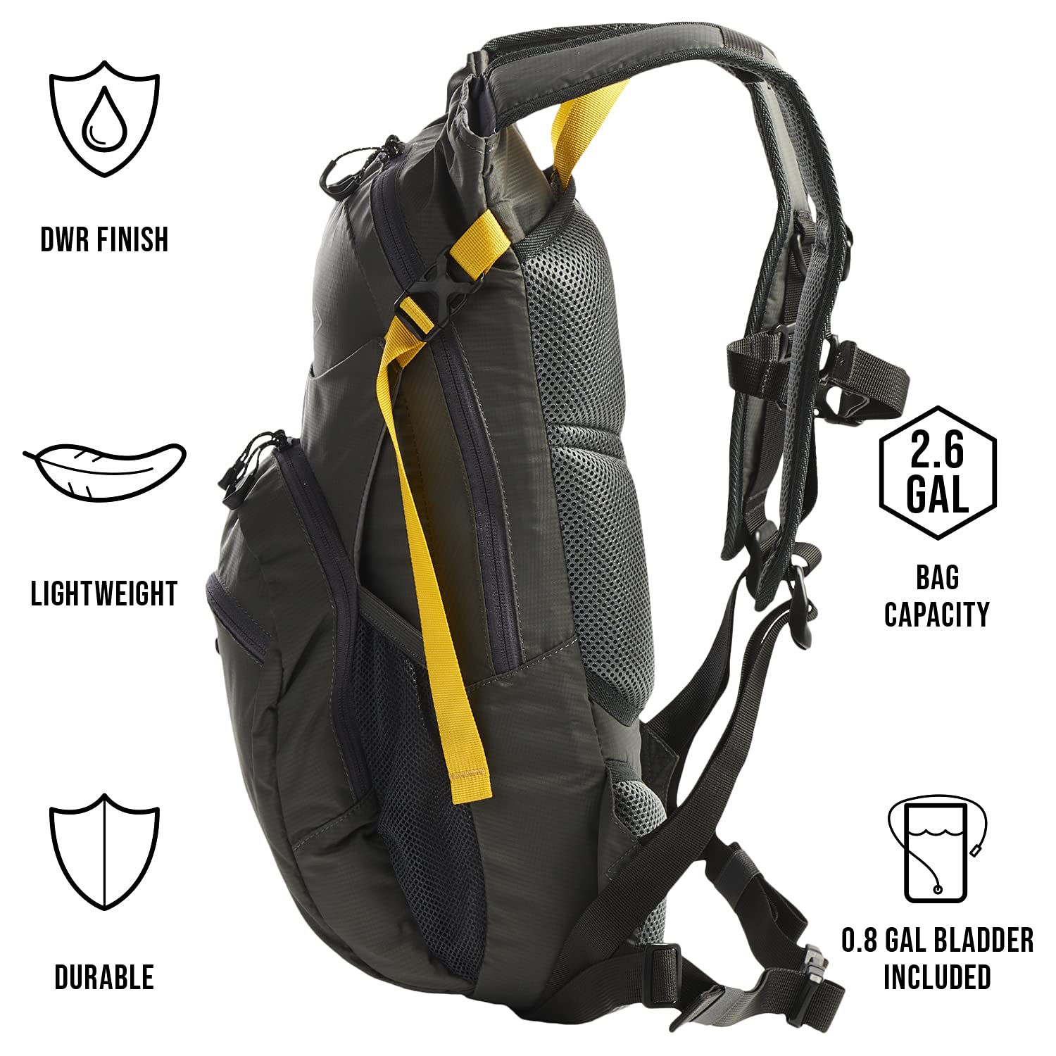 Mountain Designs Hydration Backpack - 10L Leakproof Hiking Backpack has Large Compartments and 3L Tactical Backpack Water Bladder - Water Backpack or Hydration Backpack is a Hiking Gear Must.