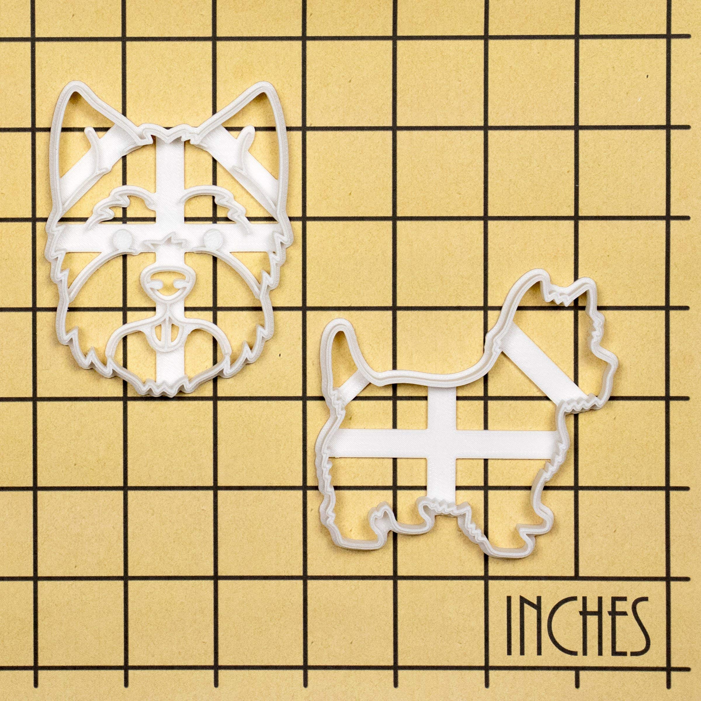 Set of 2 West Highland White Terrier cookie cutters (Design: Face and Silhouette), 2 pieces - Bakerlogy