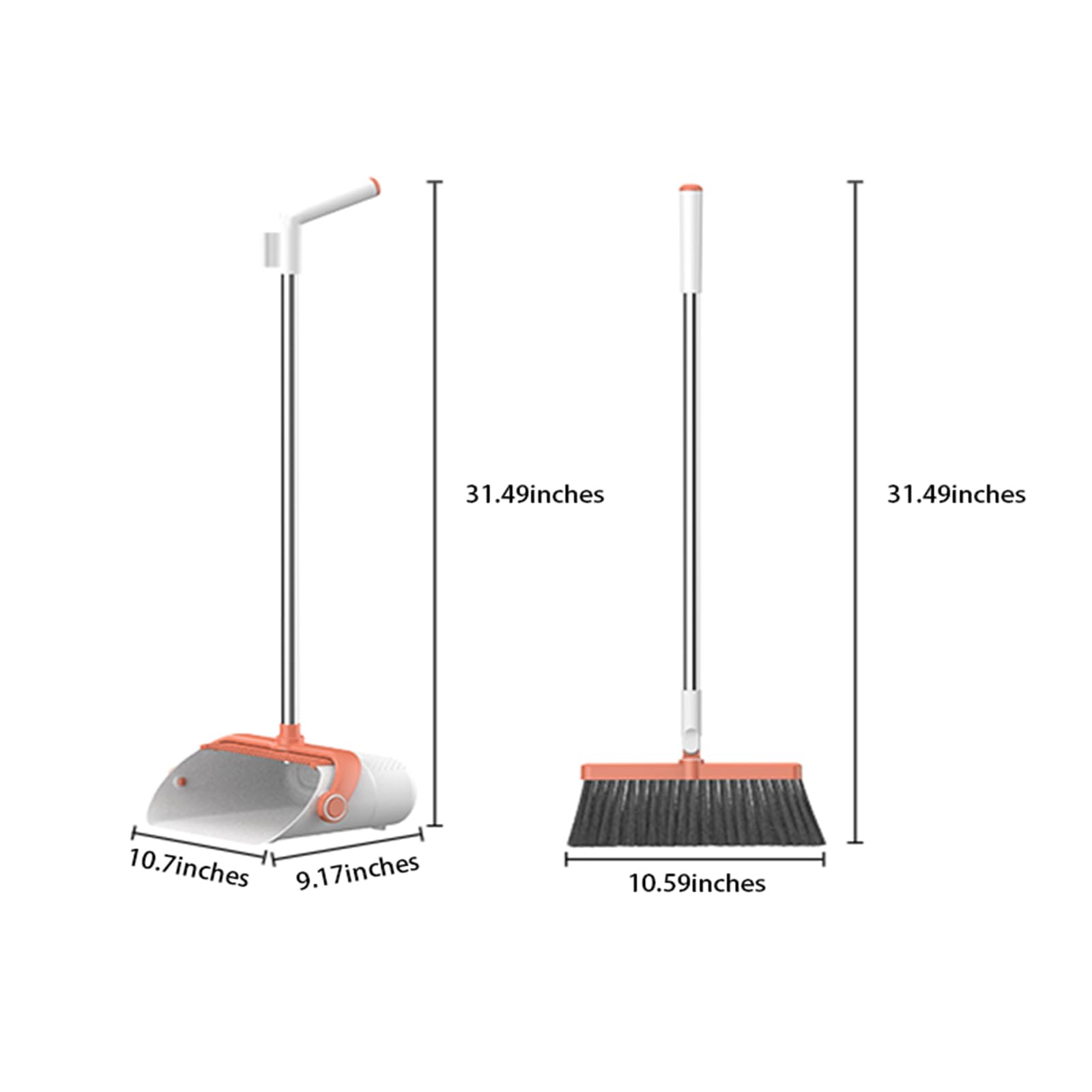 XIXIWOW Broom and Dustpan Set for Home, Broom and Dustpan Combo for Office,Short Handle Broom with Upright Standing Dustpan,Indoor&Outdoor Sweeping (Green)