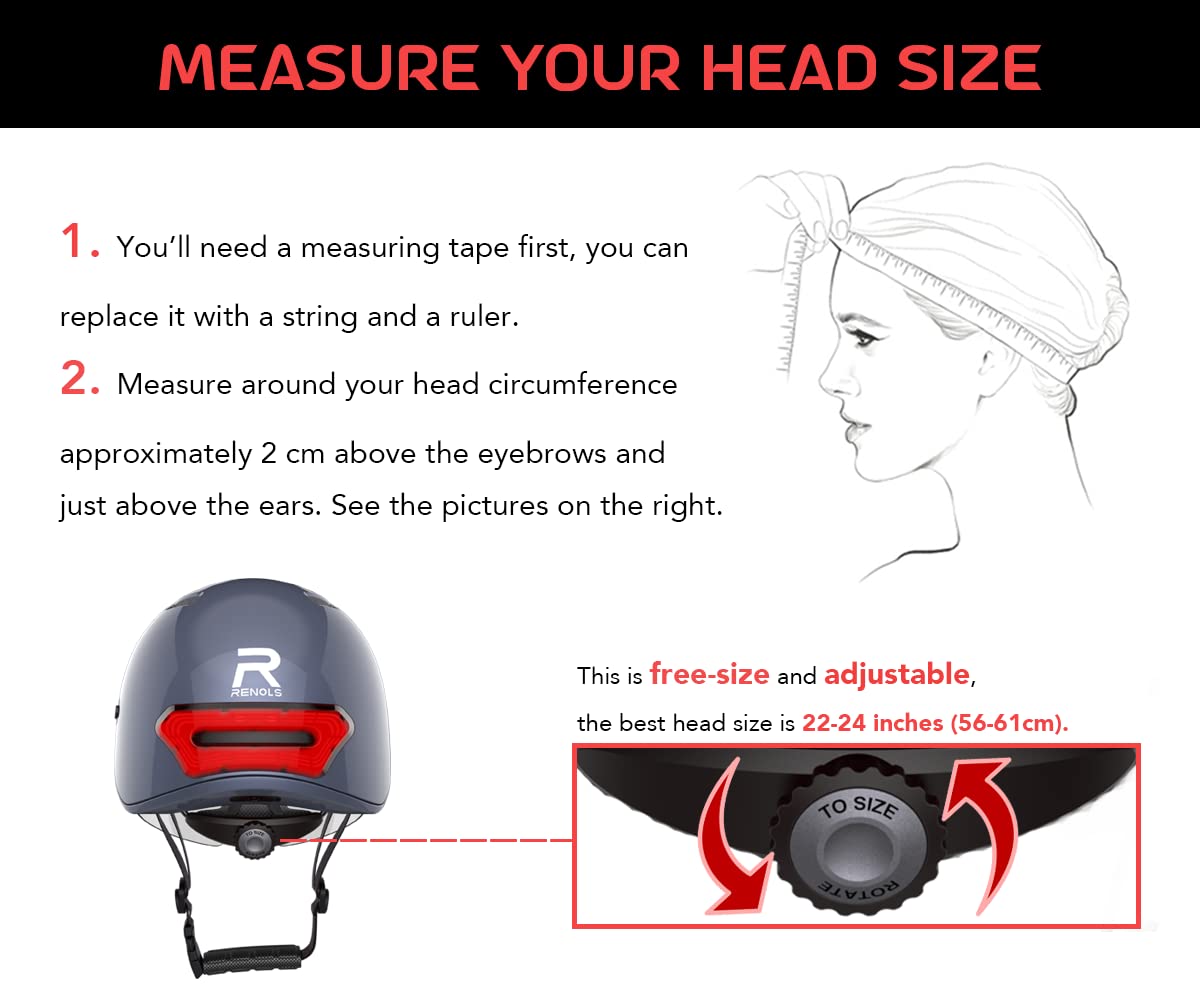RENOLS Bluetooth Smart Bike Helmet with Dash Camera& LED Lights& Speakers for Urban Commuting Rechargeable Adult Bicycle Helmets with Visor Men/Women(Grey)