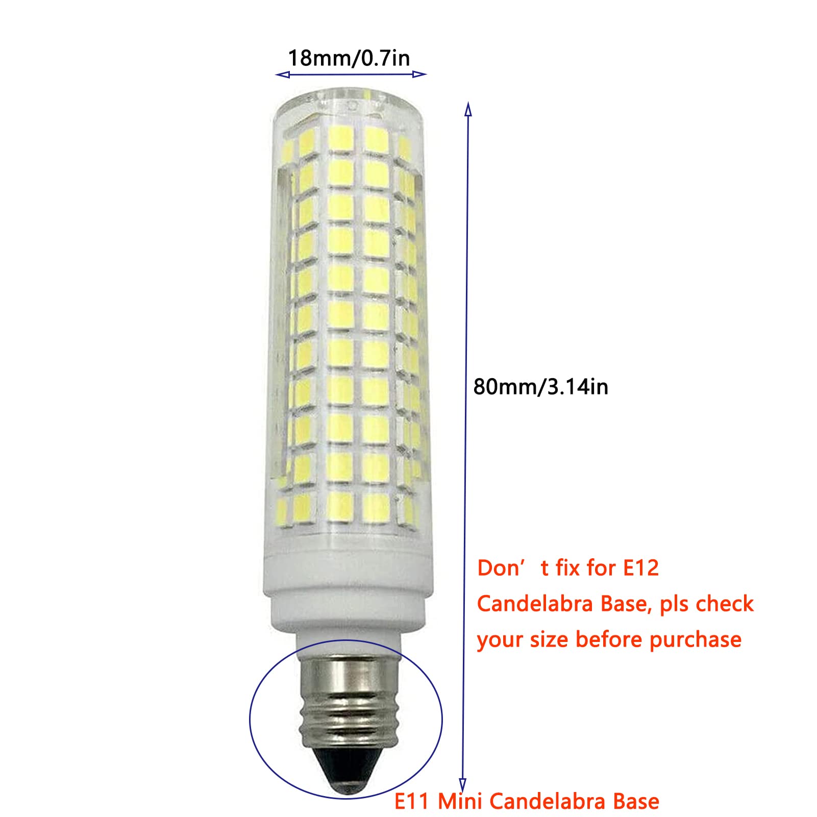Lxcom Lighting E11 LED Corn Bulb 15W Dimmable Ceramic Candelabra Bulbs (2 Pack)- 136 LEDs 2835 SMD 1500LM Cool White 6500K 120W Equivalent T3/T4 JDE11 120V Lamp for Home Lighting