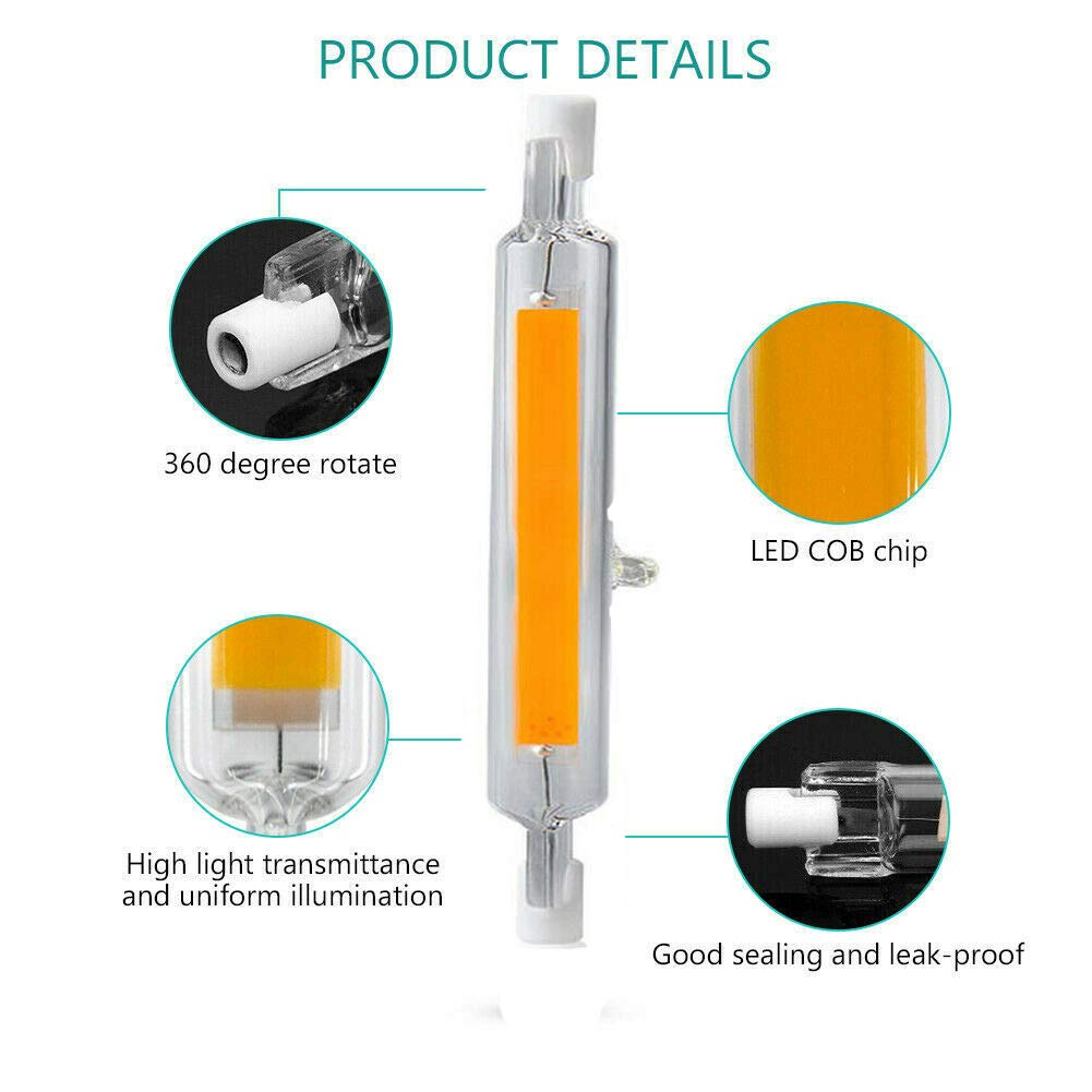 Lxcom Lighting R7s LED Bulb 118mm 20W Double Ended LED Bulbs 120V J Type R7s Floodlight 150W Halogen Bulb Replacement Daylight White 6500K Landscape Lights,2 Pack