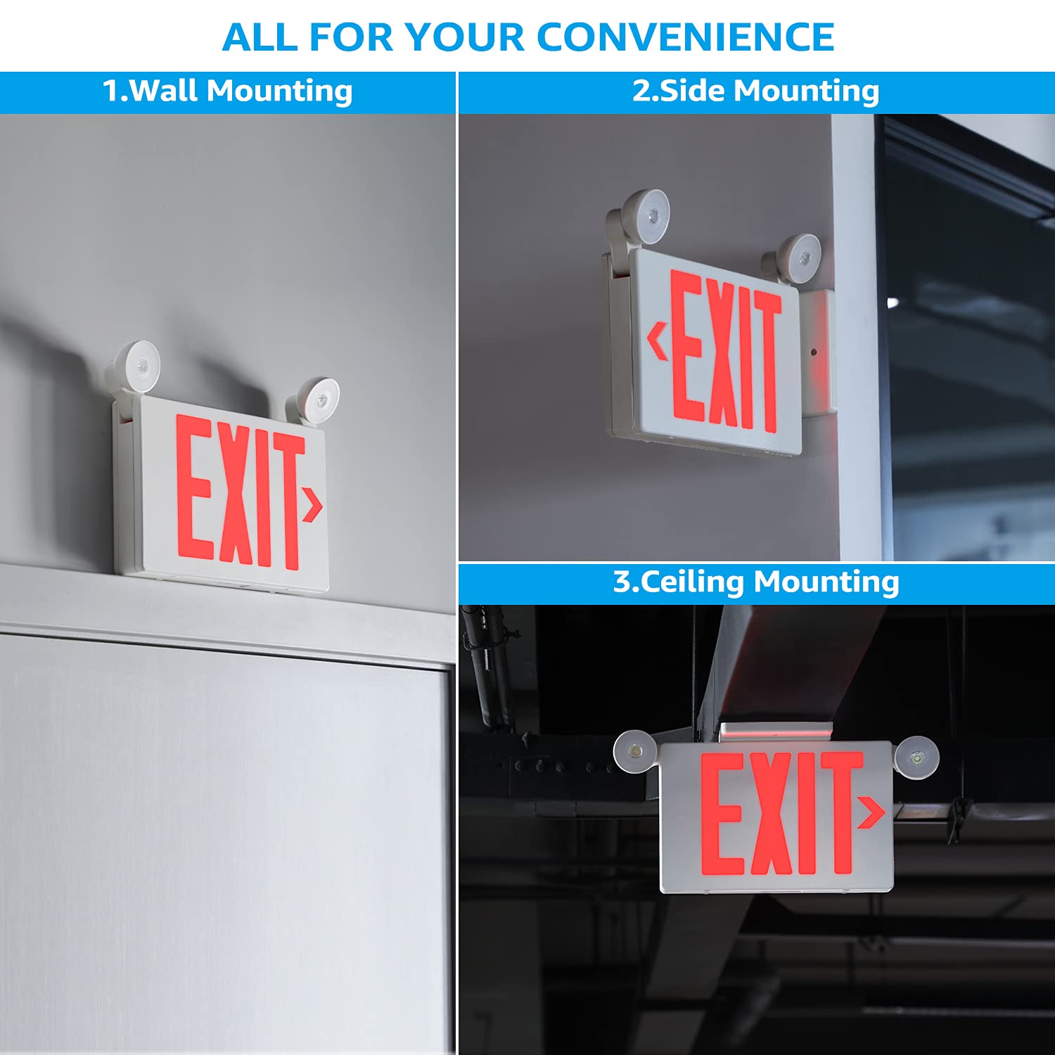 TORCHSTAR Red LED Exit Sign with Emergency Lights Bundle TORCHSTAR Red LED Exit Sign with Emergency Lights, 2 Pack Exit Light, Red & 4 Pack Exit Light, Red