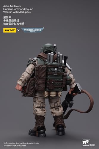 JoyToy Warhammer 40K: Astra Militarum Cadian Command Squad Veteran with Medi-Pack 1:18 Scale Figure