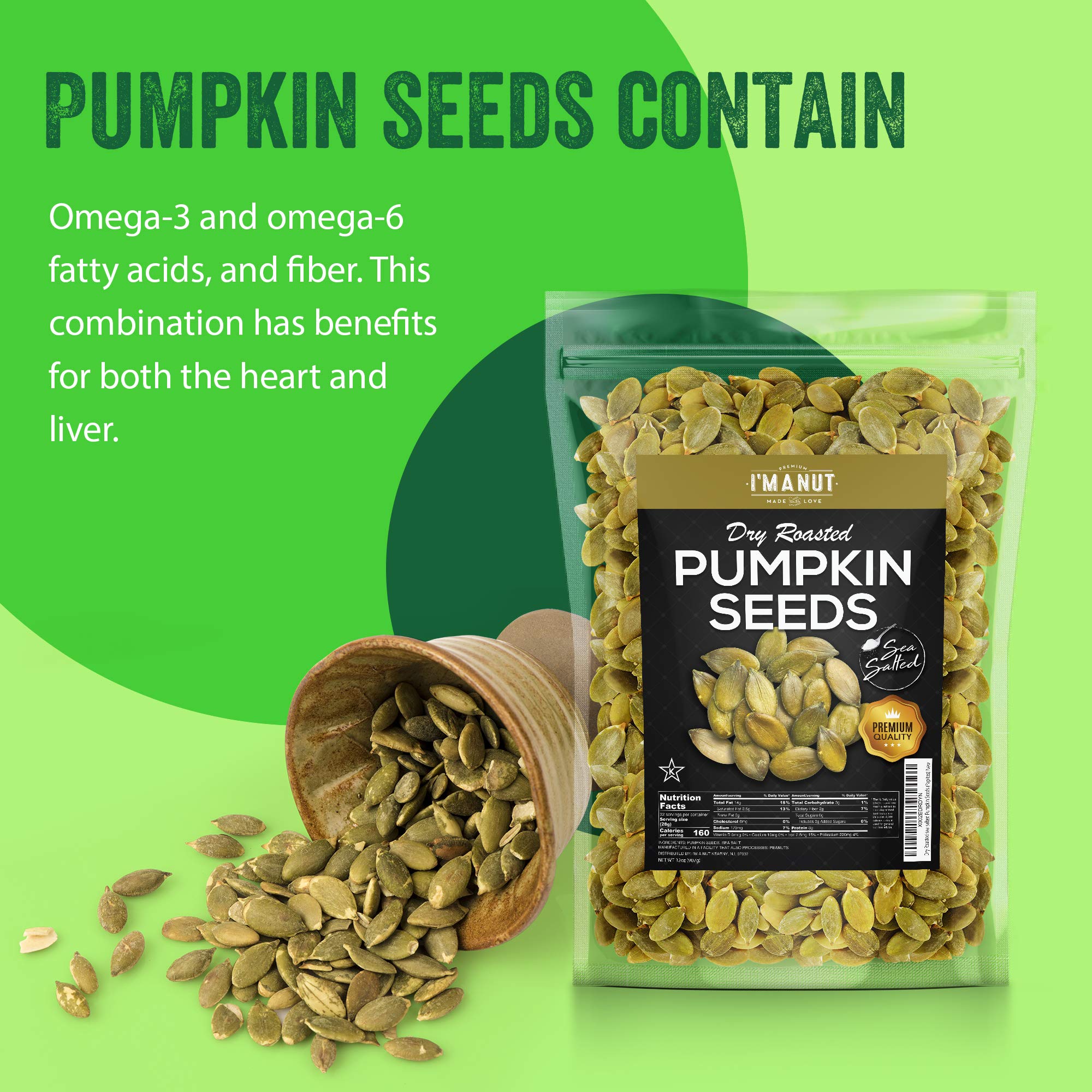 Oven Toasted Pumpkin Seeds with Sea Salt (Papitas) 32 oz (2 lb) Batch Tested Gluten & Peanut Free | No Oils | No PPO | Non GMO | Vegan and Keto Friendly | Premium Quality