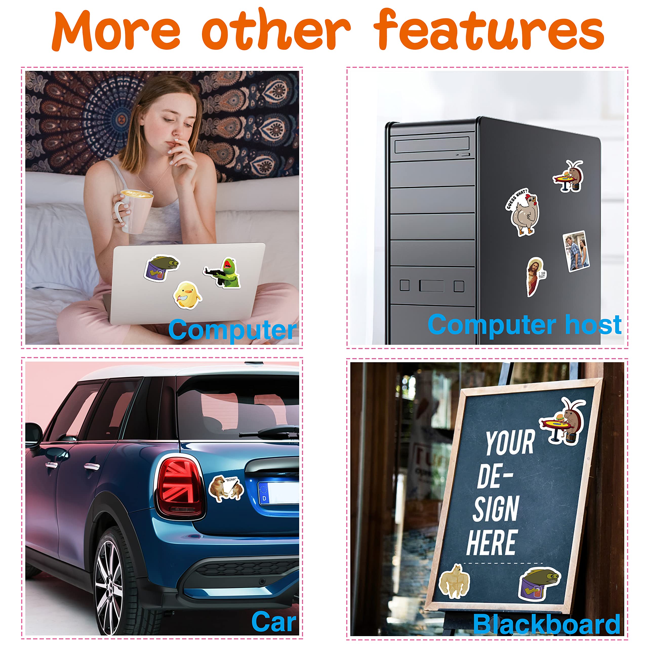 Pounchi Memes Funny Magnet (12 Packs) Funny Magnet Bumper Office Cabinets Decoration Fridge Metal Magnet Flexible Reusable Magnetic Vinyl