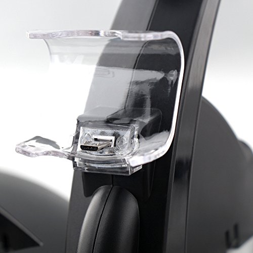 KONKY Controller Charger Dock Station Controller Charging Dock Stand Suit for PS4, USB Dual Charger Station Accessory with LED Indicator for Playstation 4 / PS4 Slim Pro and PSVR Controller, Black