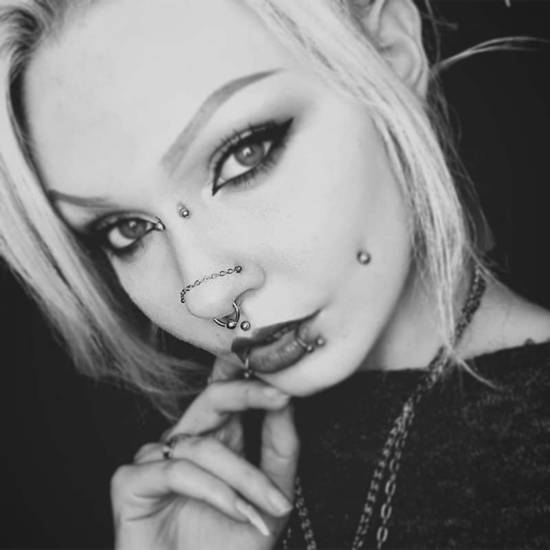 PunkTracker 20G Nose Studs Stainless Steel 3mm CZ Nose Rings Studs with Nose Chains Heart Star Nose Piercing Jewelry for Women Men
