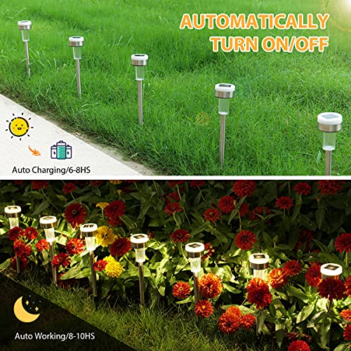 TWINSLUXES 16 Pack Solar Pathway Lights Outdoor Dual Light Source LED Solar Waterproof Pathway Lights for Garden Patio and Walkway Decoration Warm White.