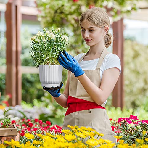 T4U 6 Inch Self Watering Pots for Indoor Plants, 6 Pack White Plastic Flower Pots for All House Plants, Flowers, African Violets
