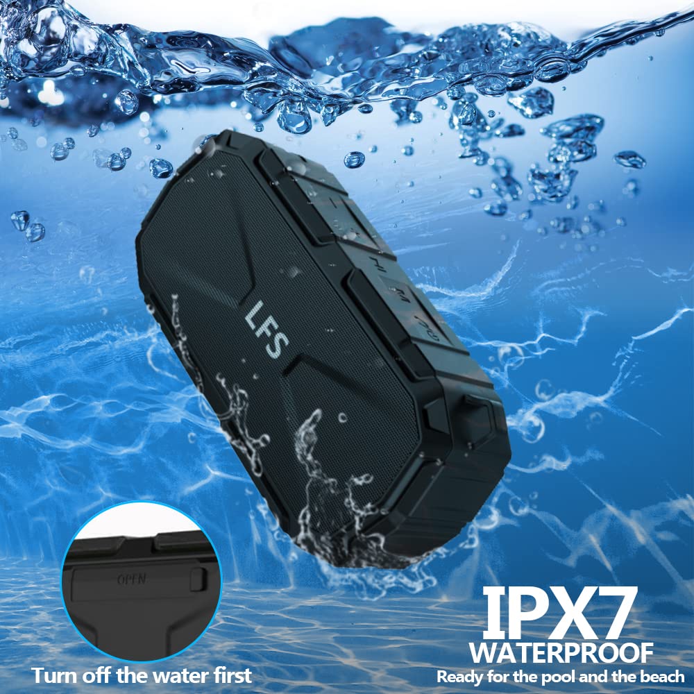 LFS IPX7 (10W) Waterproof Bluetooth Speaker, Wireless Portable Bluetooth Speaker with Hi-Quality Sound&Bass,16H Playtime,TWS, Handsfree Call,100ft Range for Home Shower Outdoors Pool Travel