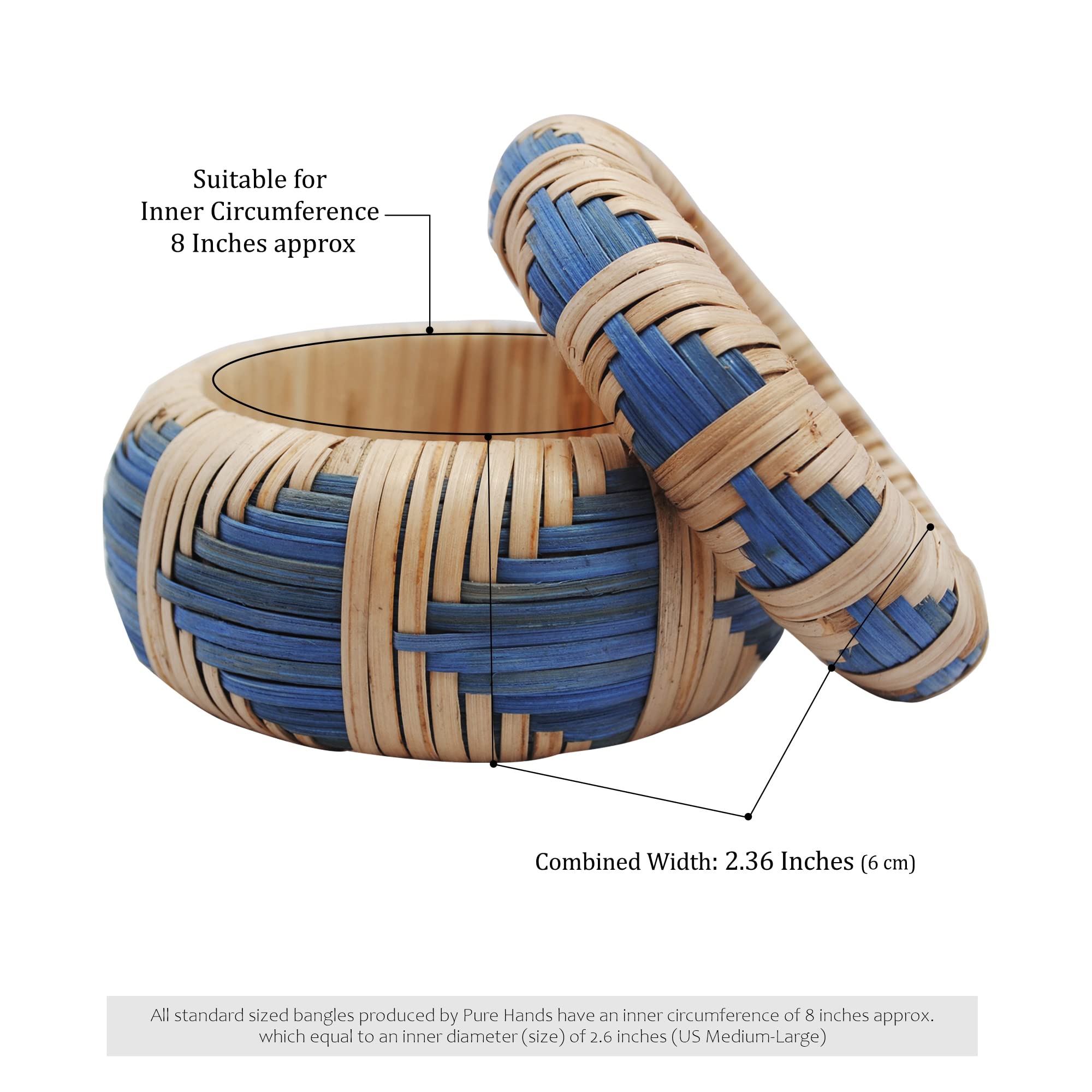 Pure Hands Veracious Artistry - Masterfully Handwoven Half-Rhombus Designed Blue Colored Rattan Bracelets for Women