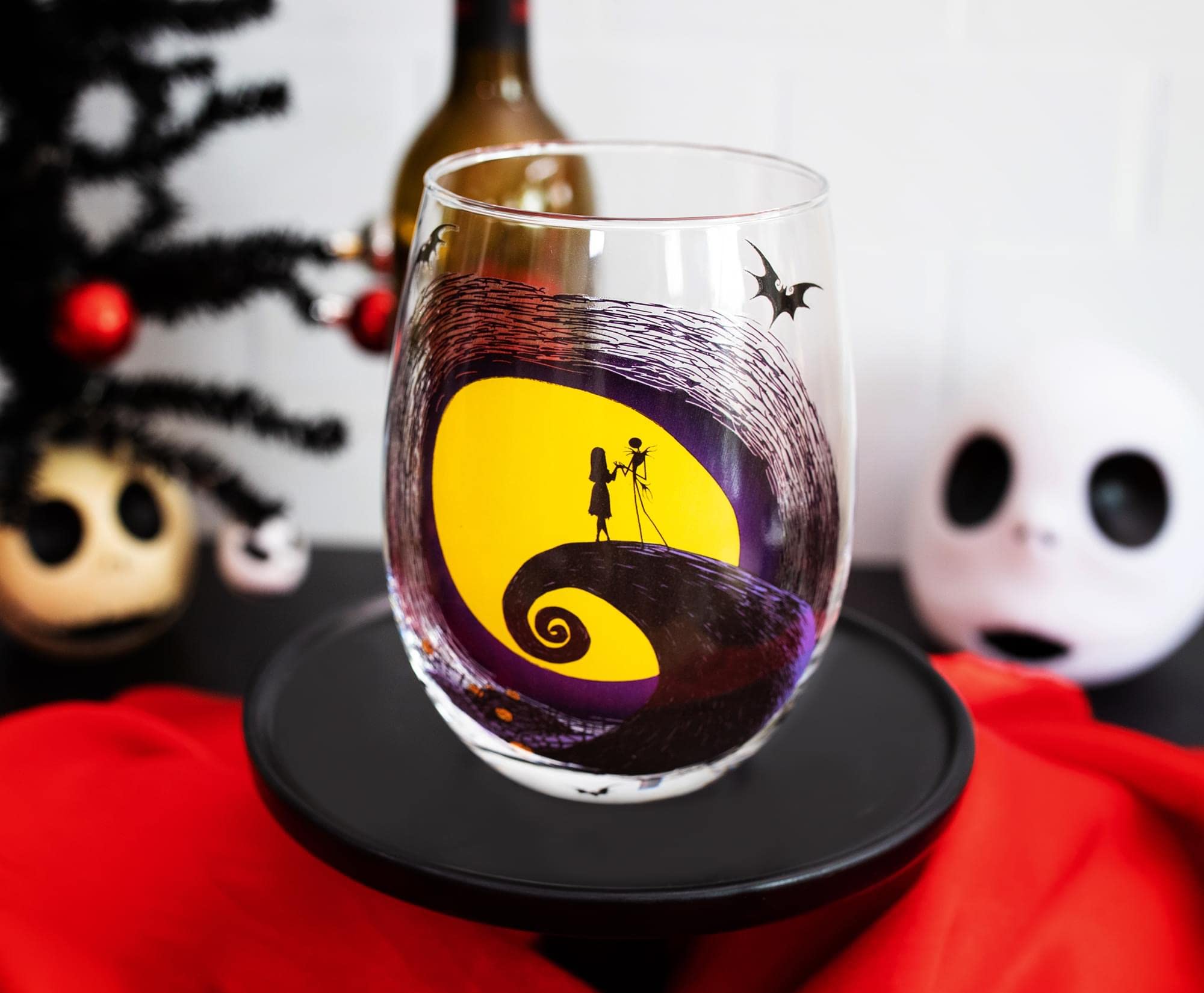 Nightmare Before Christmas Disney The Jack & Sally on Spiral Hill Stemless Glass