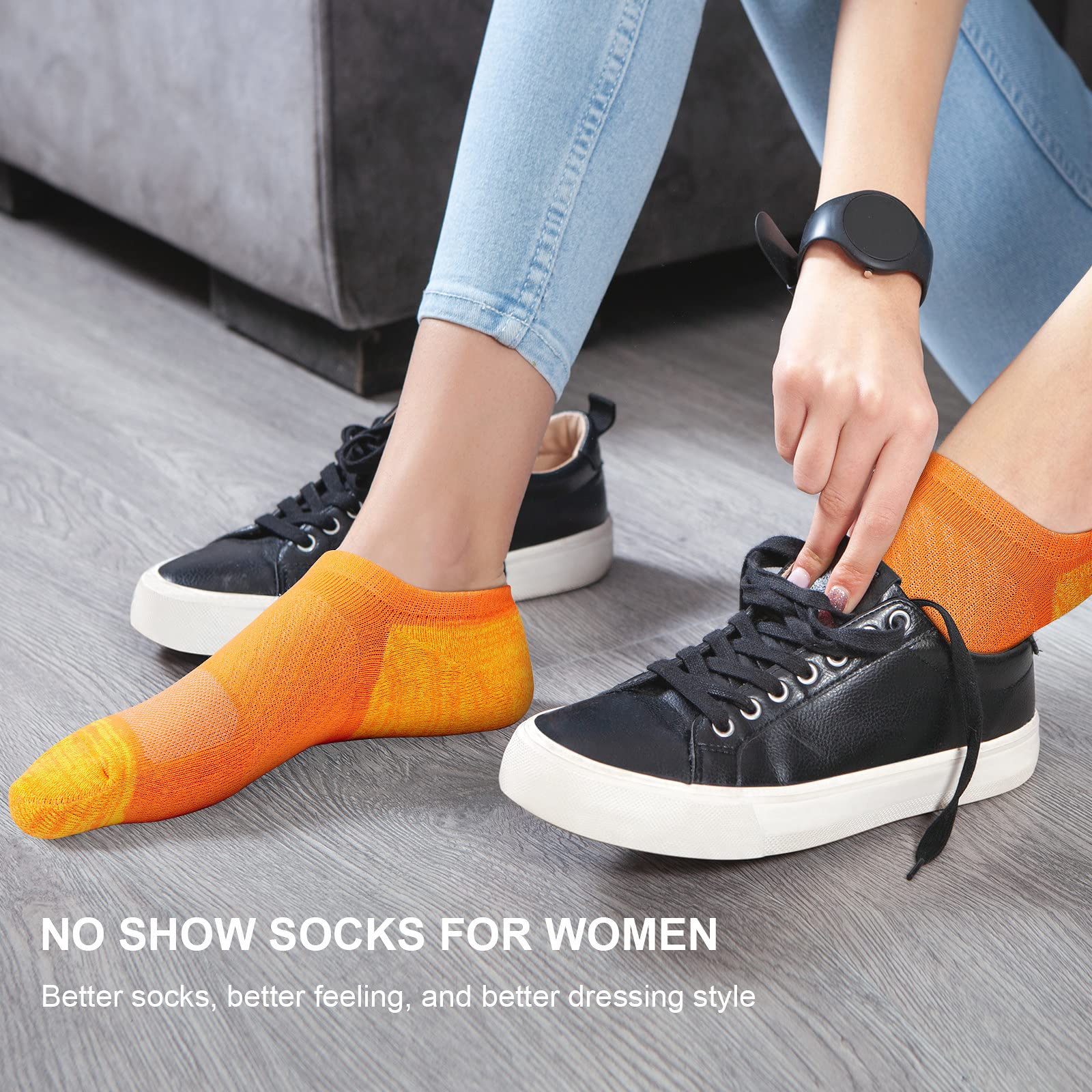 PAPLUS No Show Socks Womens 6 Pairs, Non Slip Cushioned Low Ankle Socks with Arch Support