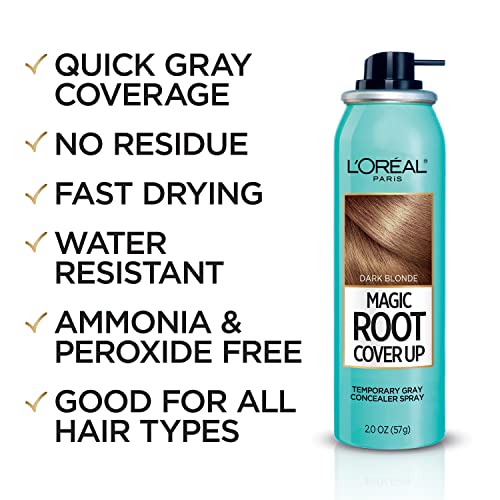 L'Oreal Paris Root Cover Up Temporary Gray Concealer Spray, Hair Color Spray with Filling & Thickening Coverage, Dark Blonde, Packaging May Vary