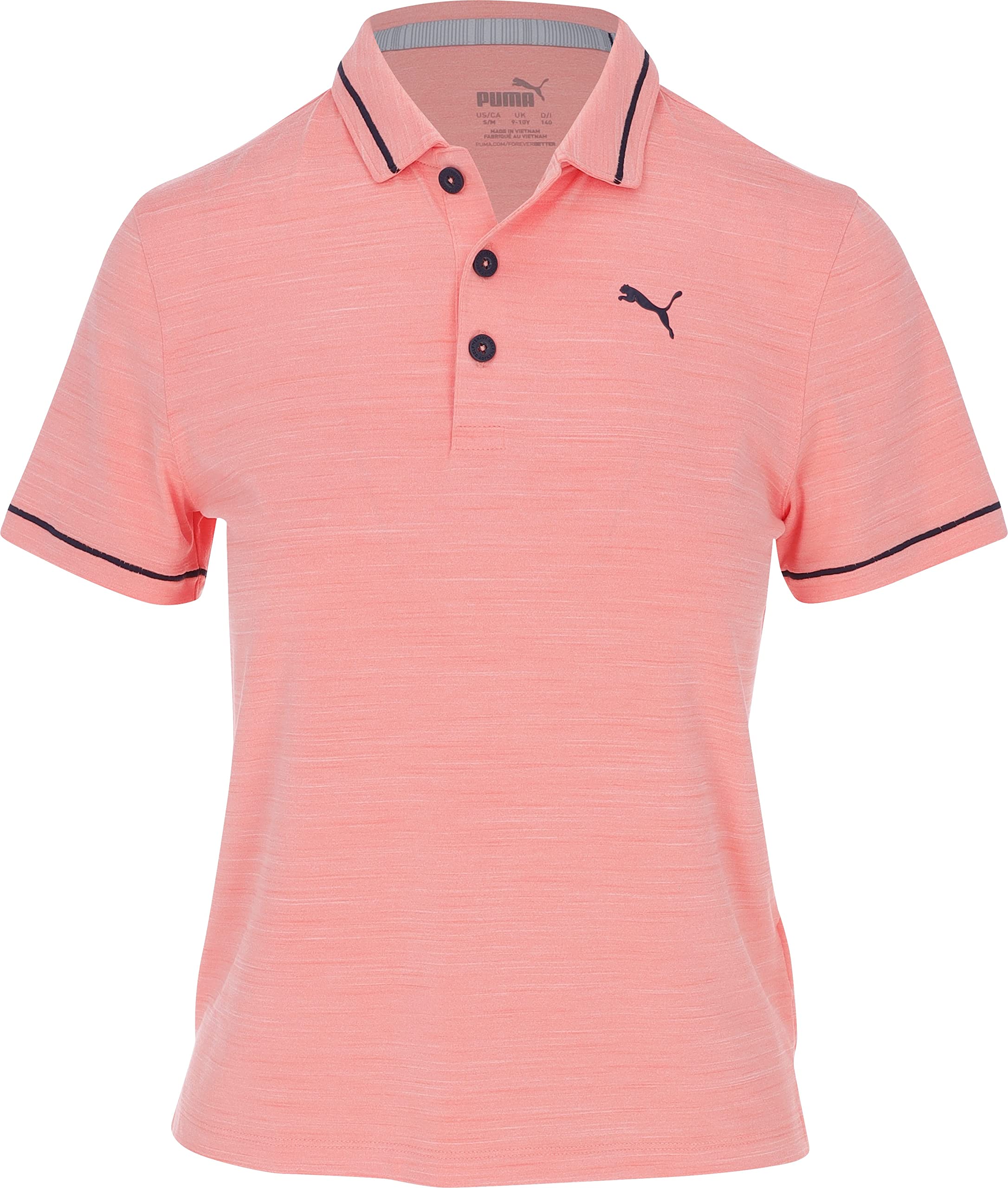 PUMA GOLF Cloudspun Monarch Polo, Hot Coral Heather, Large