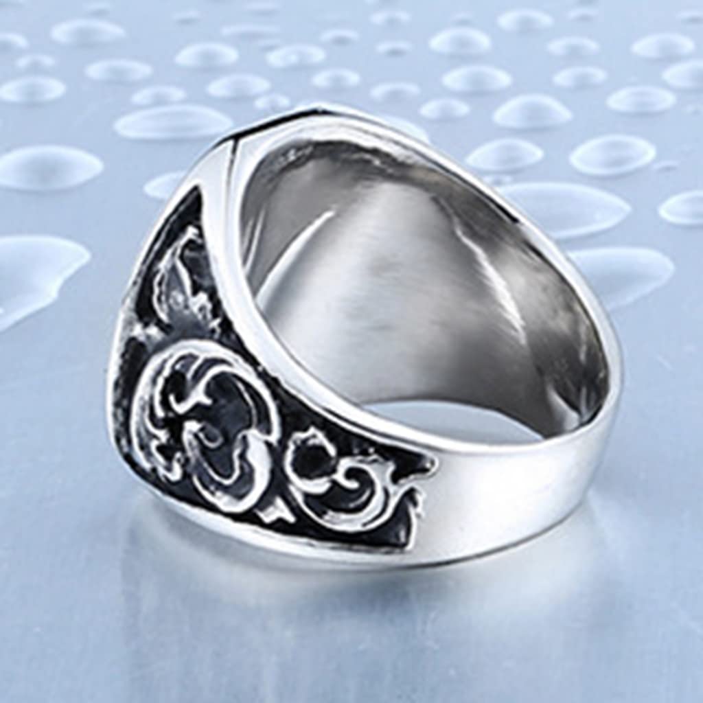 Retro Vintage Stainless Stee Ocean Wave Masonic Freemason Mason Biker Ring (Grey, 10)