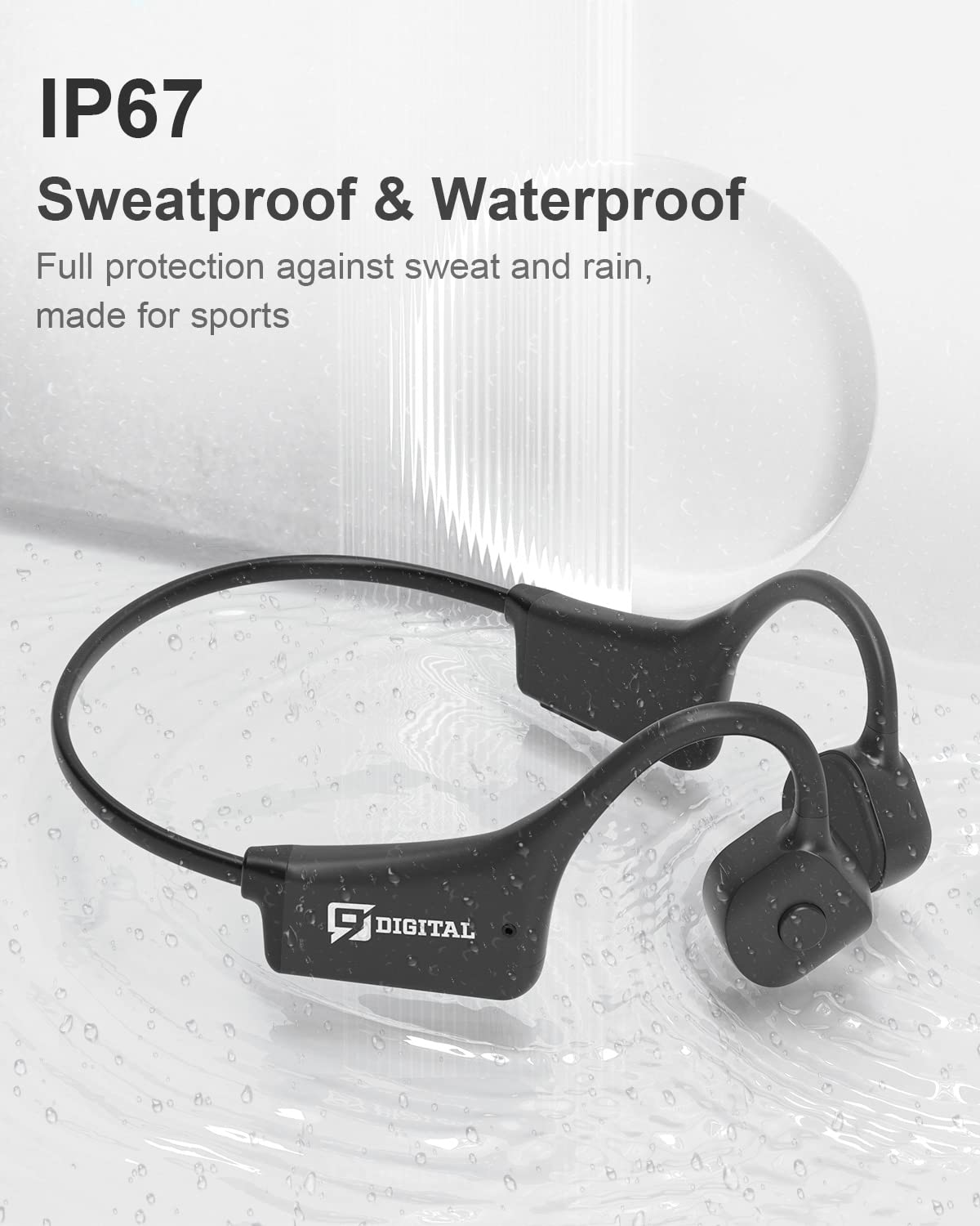 Znfrt Bone Conduction Bluetooth Headphones with Mic,Wireless Open Ear Headphones,IP67 Waterproof Sport Earphones,Sweatproof Headset for Running,Workouts,Cycling & Gym