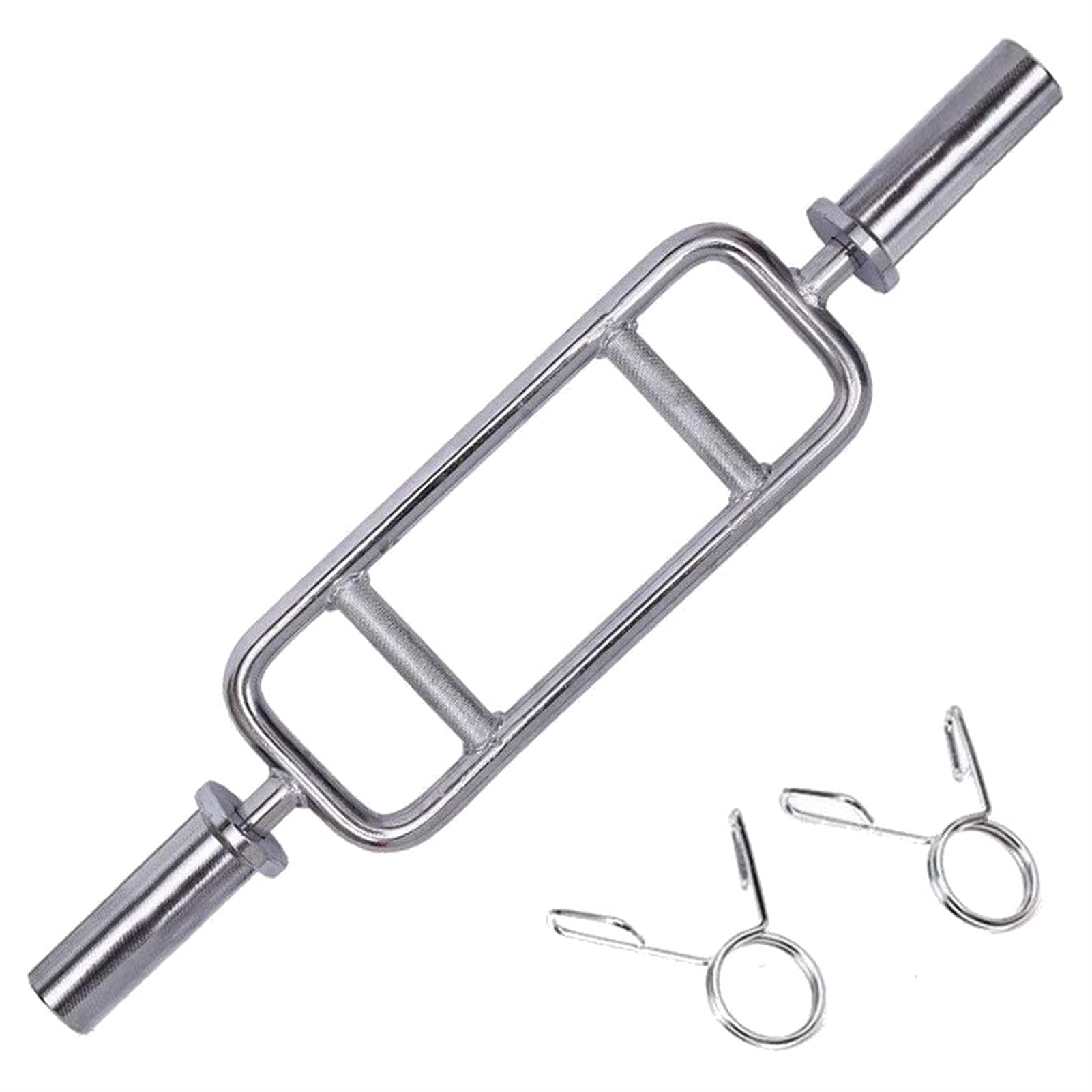 MQQ Barbell Bar,34'' Solid Olympic Triceps Bar, Flat Raised Handles Dumbbell Bar,wtih Barbell Spring Clip, for Squats Gym Training Equipment