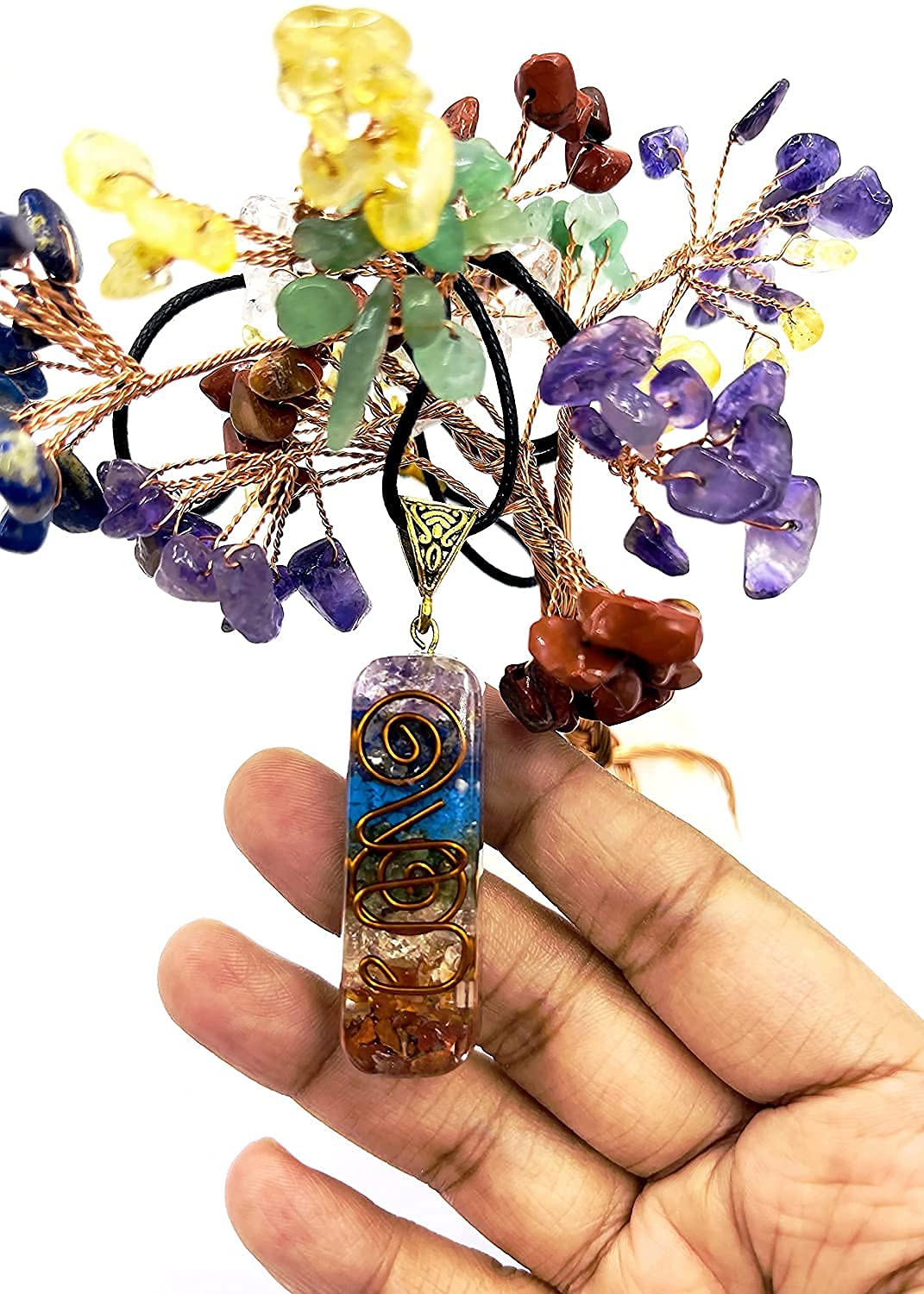 Orgone Pyramid Layer Seven Chakra for Chakra Balance - Reiki Healing Positive Energy Generator Pyramid - Yoga Meditation Energy Pyramid - E- Energy Protection Crystal Pyramid for Home Office Decor
