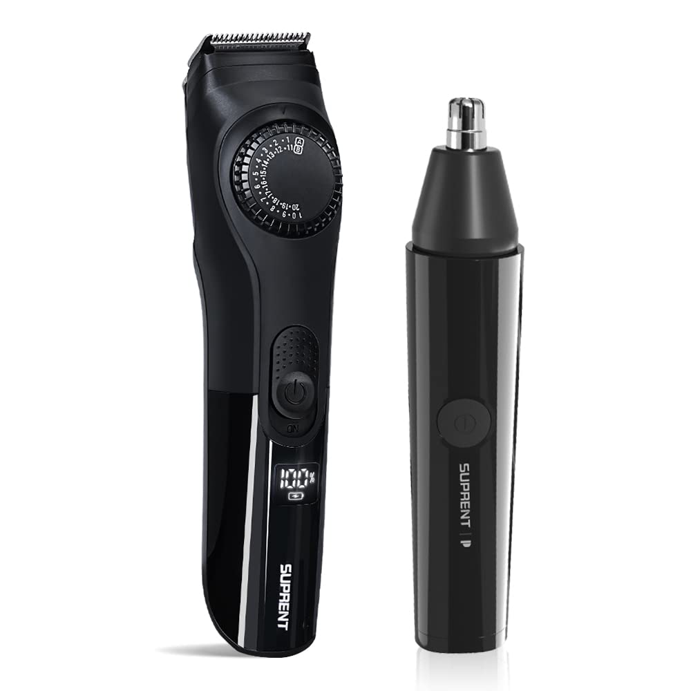 SUPRENT Adjustable Beard Trimmer for Men+Nose Ear Hair Trimmer for Men