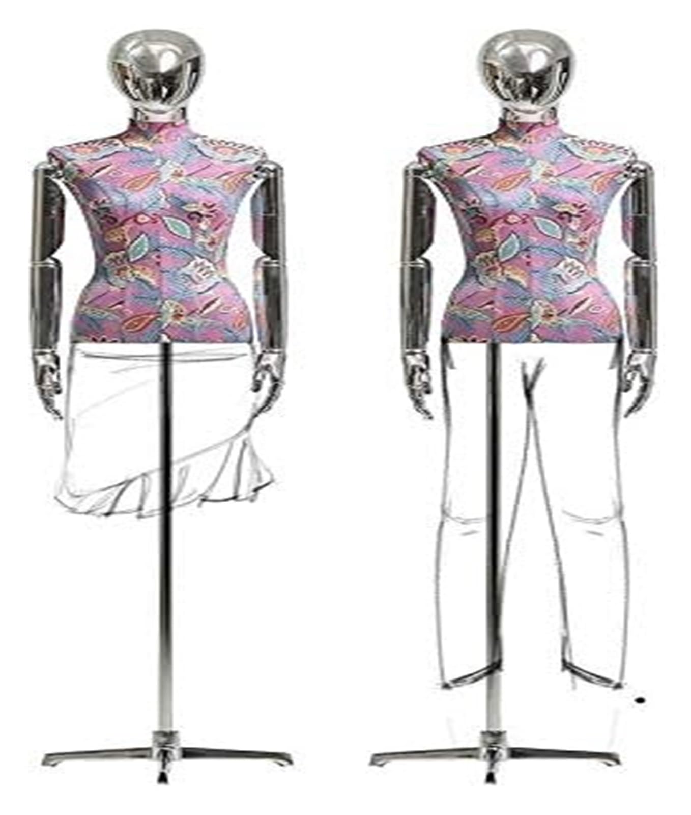 Mannequin Tailors Dummy Dress Form Female Tailors Dummy Dressmakers Dummies Display Bust Silver Plated Arm with Plastic Detachable for Apparel Jewelry Show
