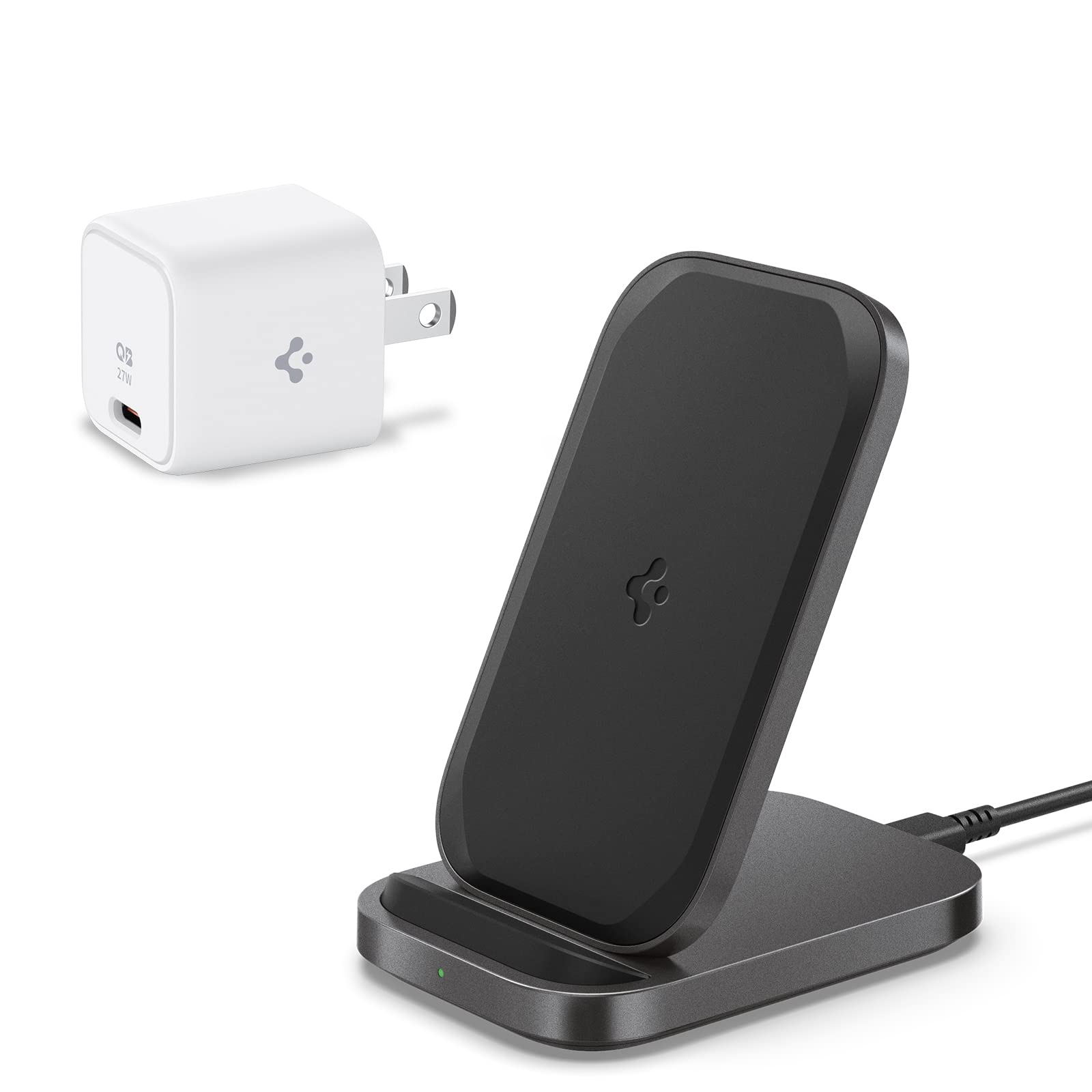 Spigen ArcField 15W Super Fast Wireless Charger Stand with Spigen PPS 25W PD 27W USB C Wall Charger