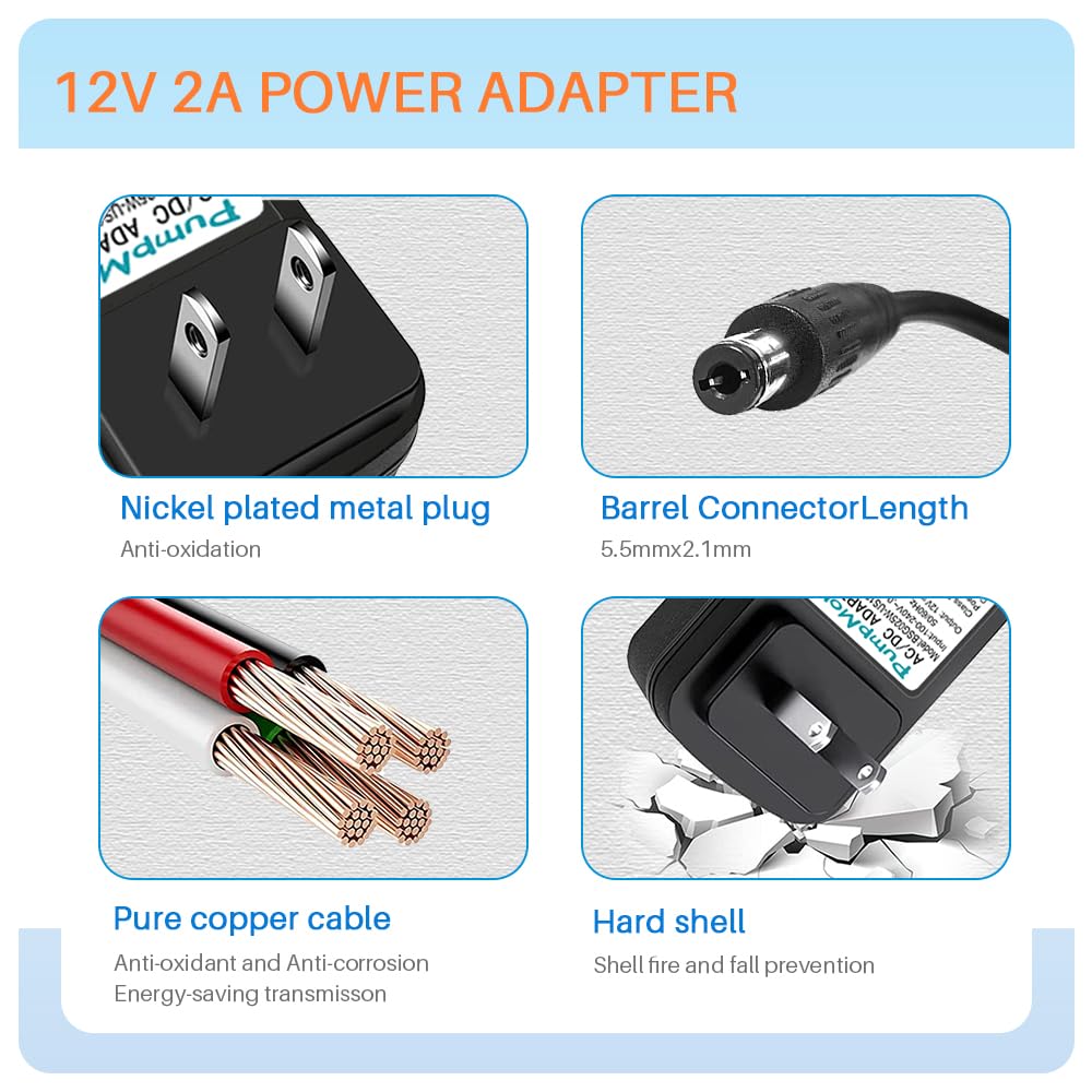 PumpMom 12V 2A Power Adapter Charger for Spectra S1 S2 S100 S200 and SG Synergy Gold Breast Pump, Replacement Power Supply for Motif Luna Brreast Pumps