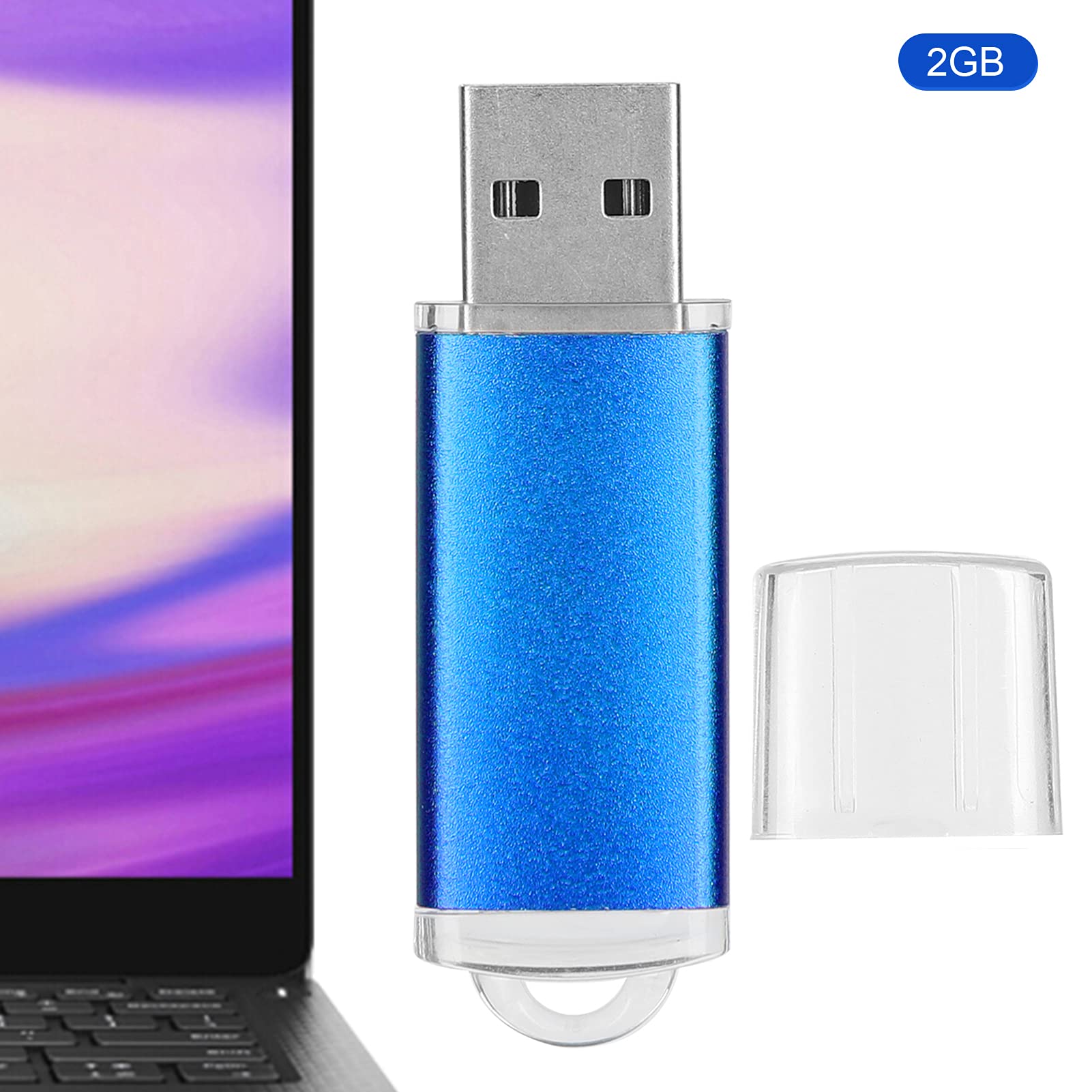 Yoidesu USB2.0 Memory Stick, Portable Storage Memory Stick Transparent Cover Blue USB Flash Drive Compatible with for Window2003/XP/Vista/7/8/10 PC Tablet(2GB)