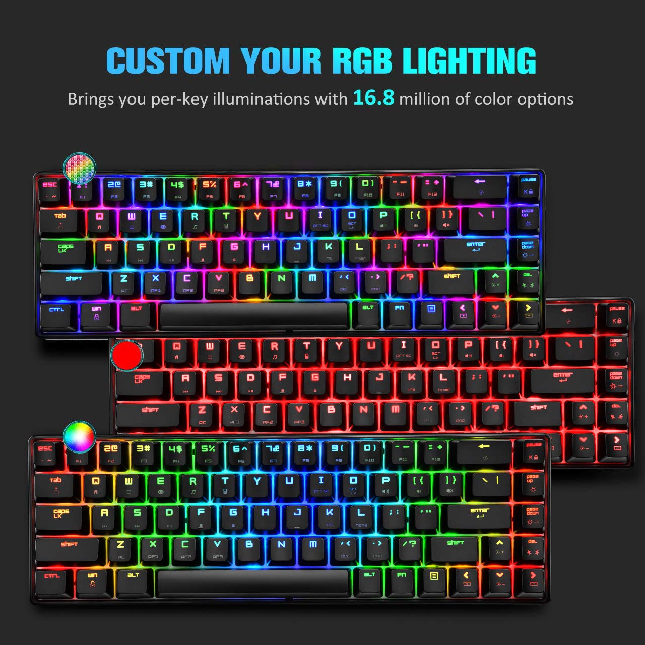 LexonElec Wired 60% Mechanical Gaming Keyboard with Chroma RGB Backlit Type C Ultra-Compact 68 Keys Full Anti-ghosting Mini Keyboard Compatible with PS4,Xbox,PC,Laptop,MAC(Blue/Blue Switch)