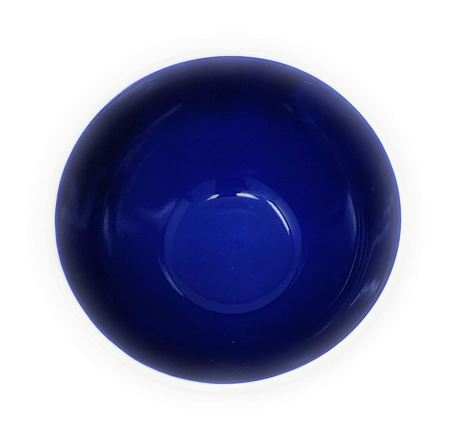 Rae Dunn by Magenta ICE CREAM Bowl, Ceramic, White with Blue Interior and Black LL. 3in x 5.5in