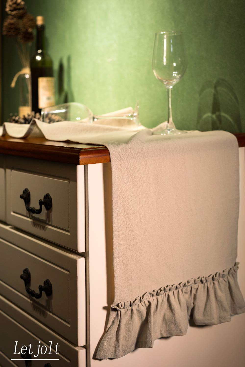 Letjolt Cotton Shabby Chic Table Runner Farmhouse Table Runner 12x72 Inches Rustic Table Ornaments, Natural