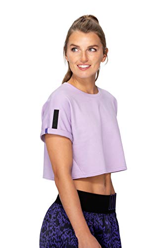 Mizuno Women's Crop Top by x Ronda Rousey, Kata Crop Tee, Karate Short Sleeve Workout Top, Viola, Small
